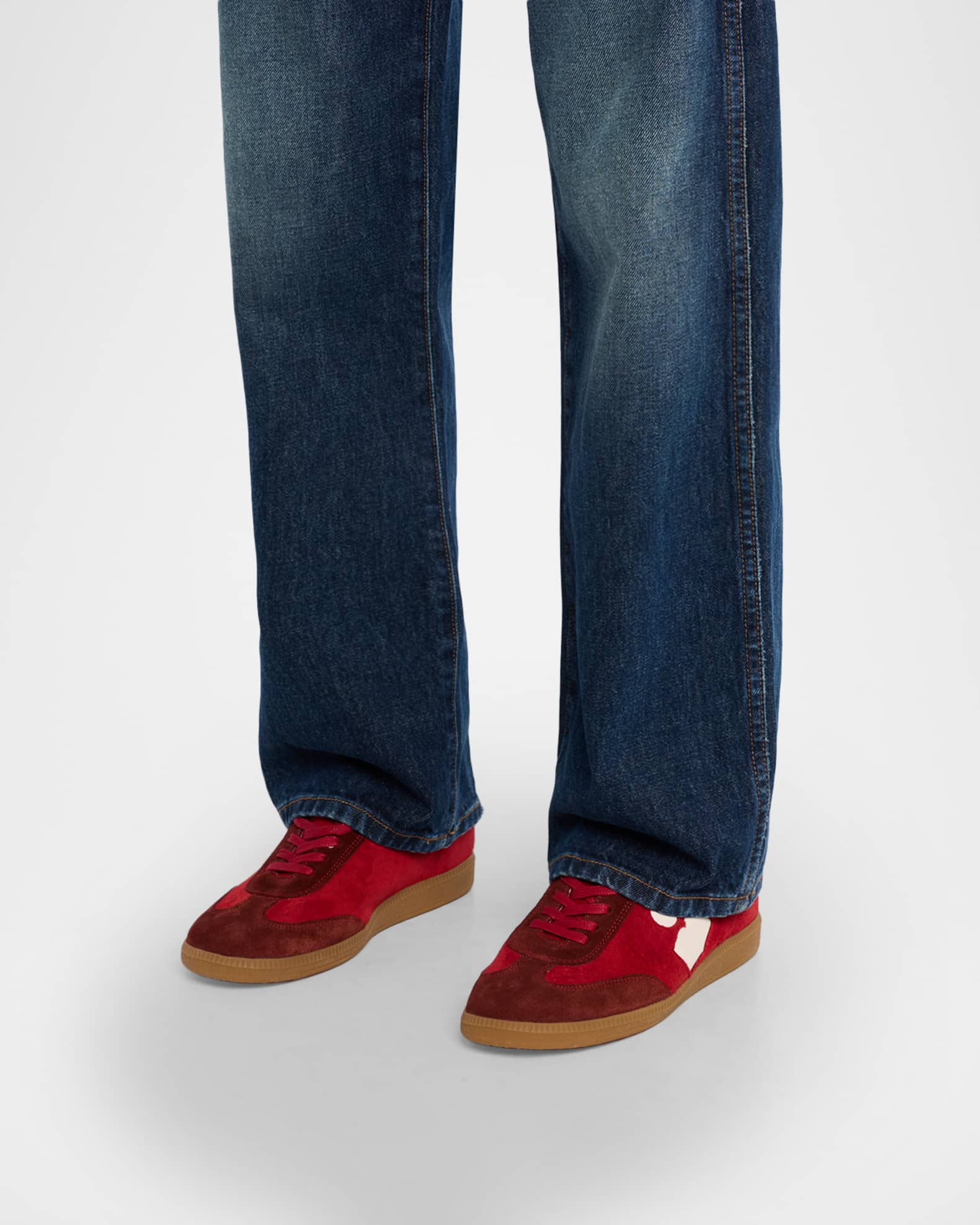 Isabel Marant Bryce Mixed Leather Low-Top Sneakers | Neiman Marcus