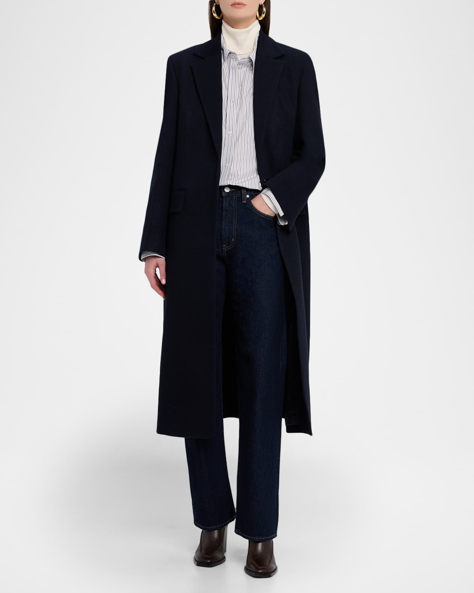 TWP Mattie Single-Breasted Coat in Wool Twill | Neiman Marcus