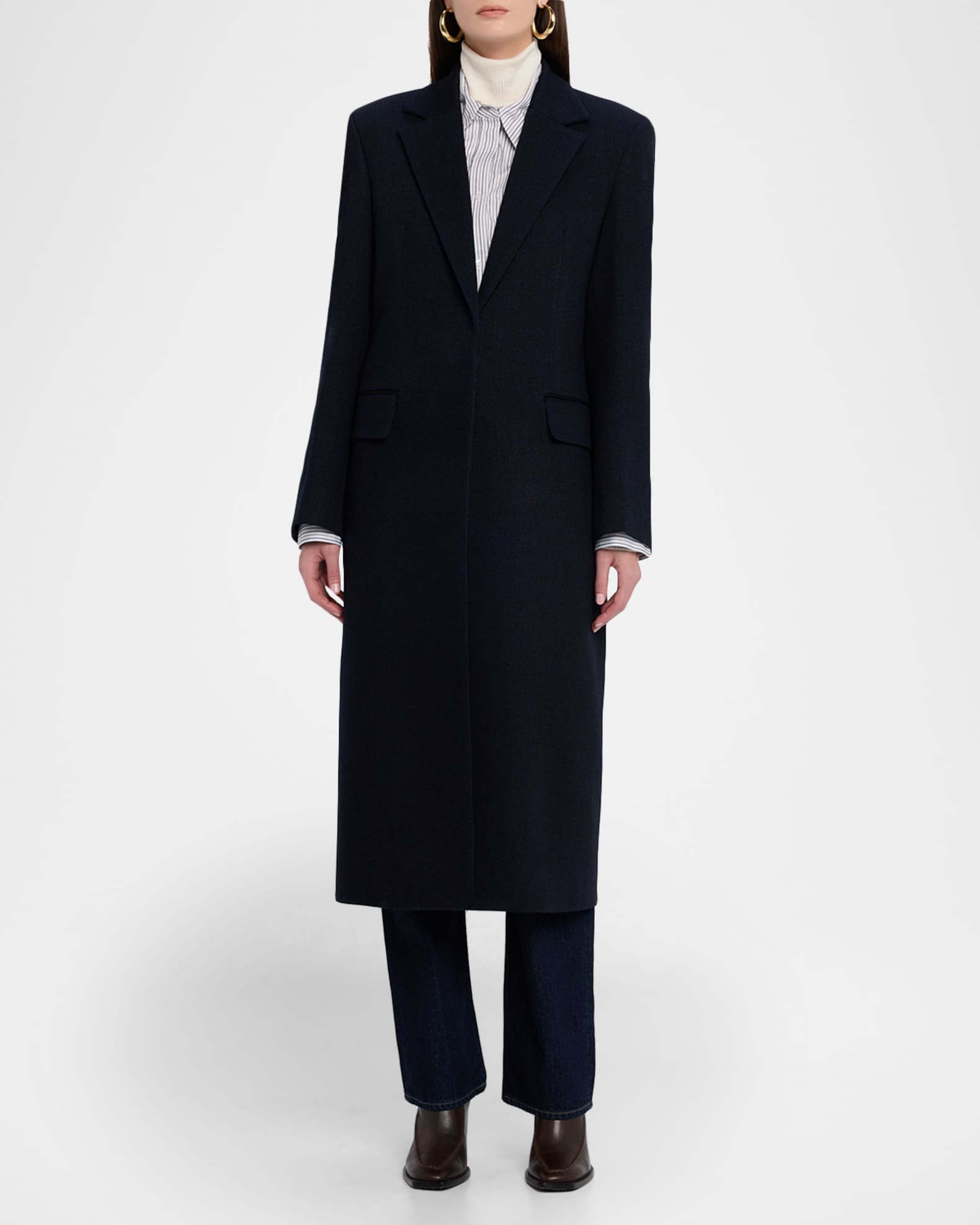TWP Mattie Single-Breasted Coat in Wool Twill | Neiman Marcus