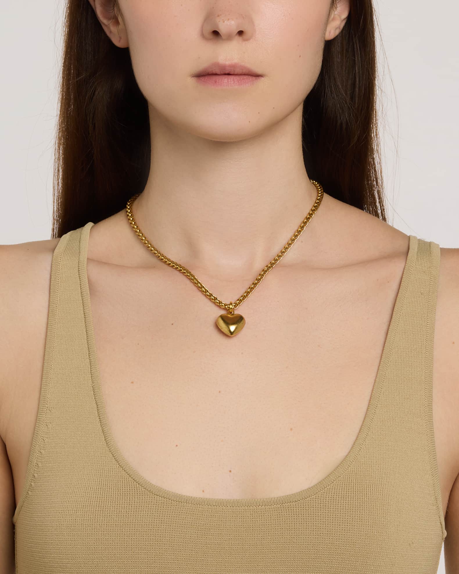 Elizabeth Cole Lovita Heart Pendant Chain Necklace | Neiman Marcus