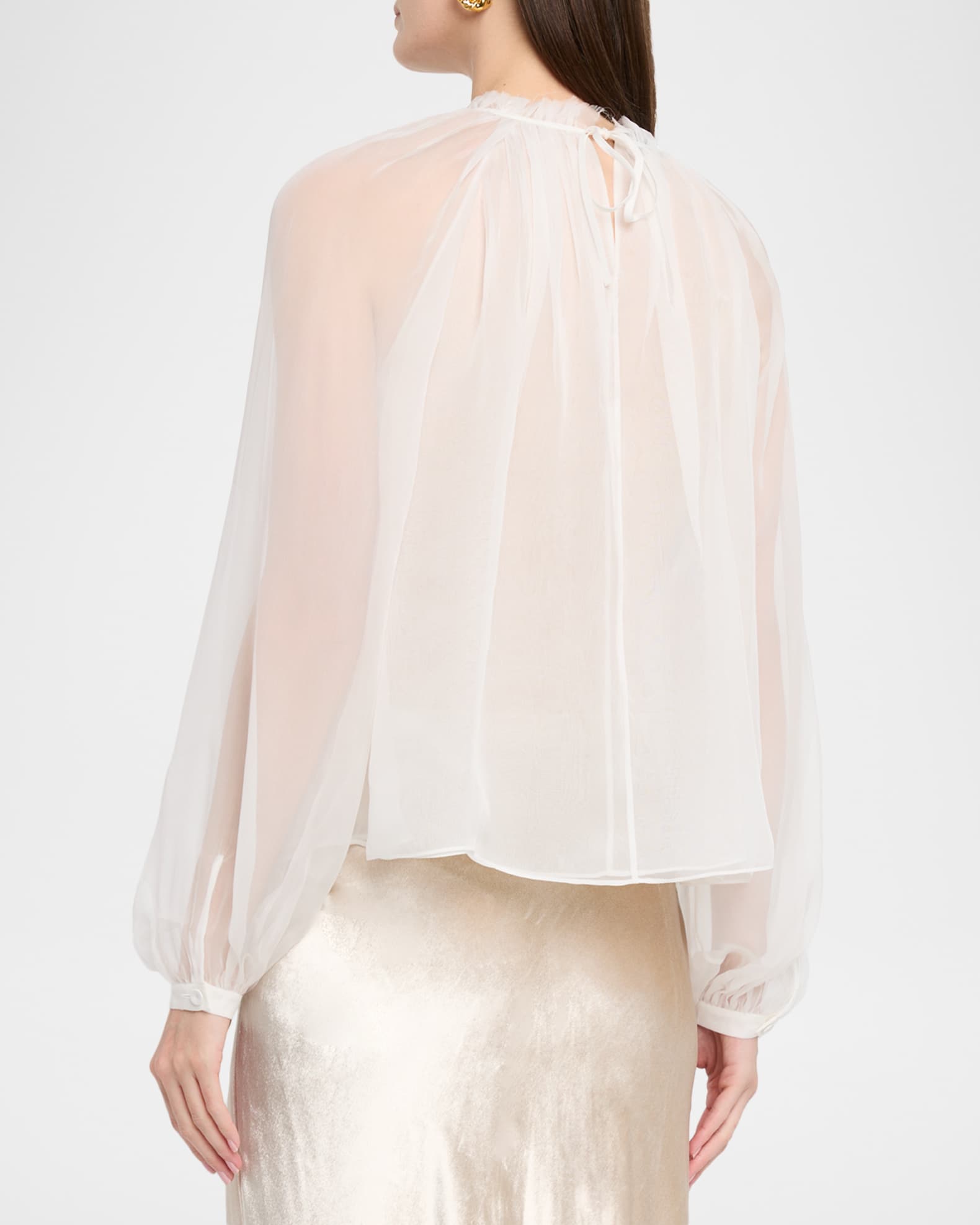 Alberta Ferretti Gathered Silk Rosette Blouse | Neiman Marcus