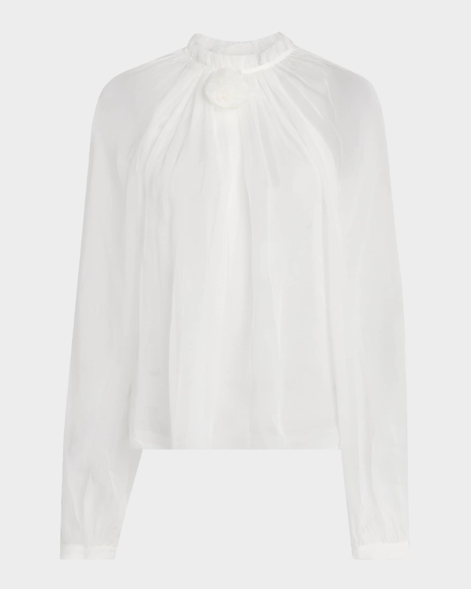 Alberta Ferretti Gathered Silk Rosette Blouse | Neiman Marcus
