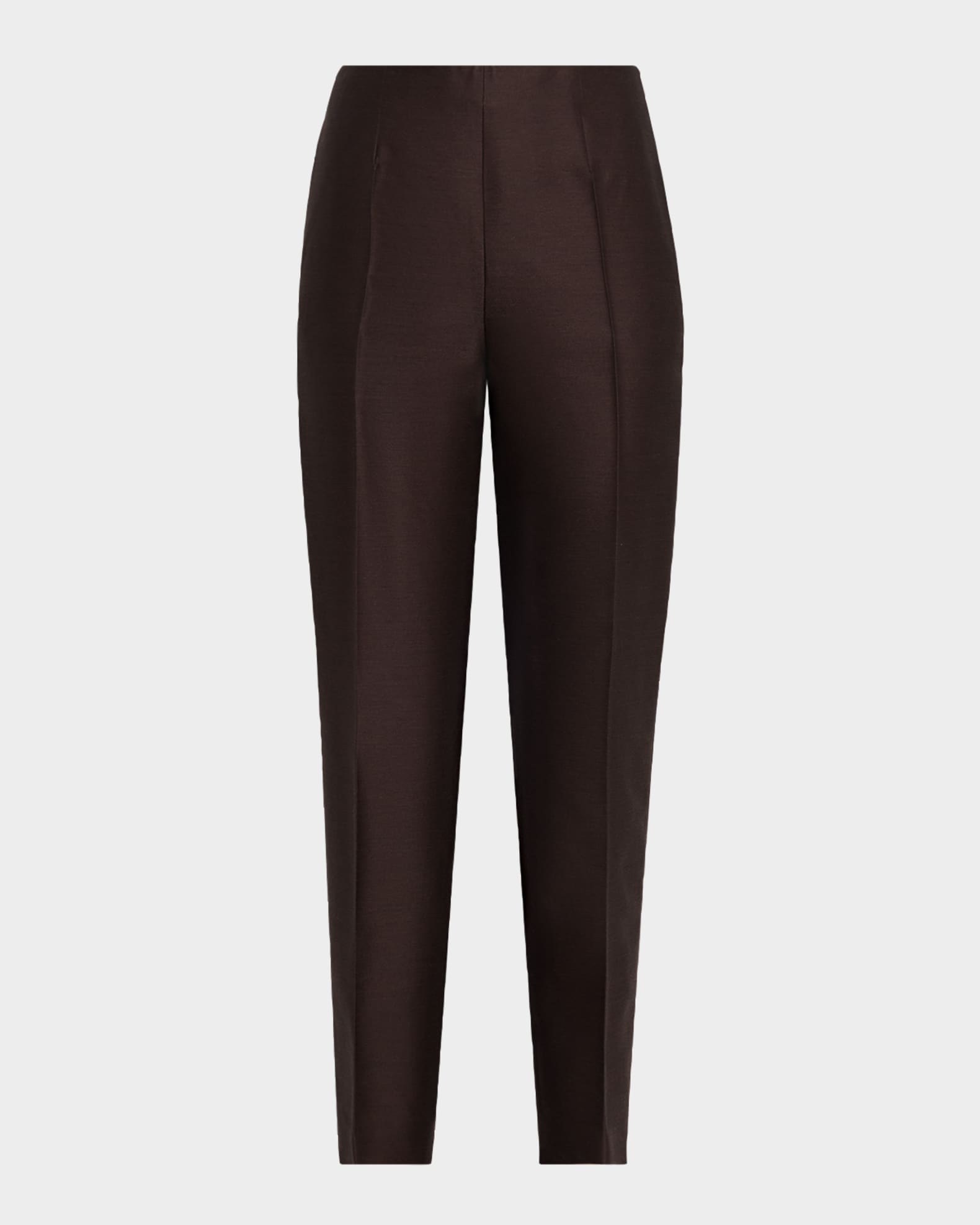 Alberta Ferretti Wool-Silk Straight-Leg Ankle Pants | Neiman Marcus