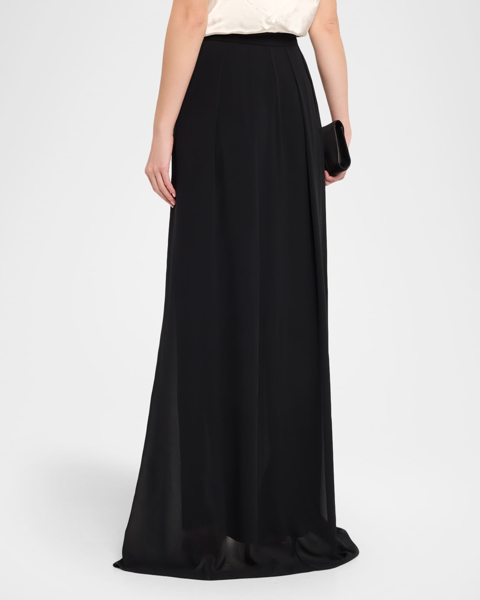 Alberta Ferretti Georgette Wide-Leg Train Pants | Neiman Marcus