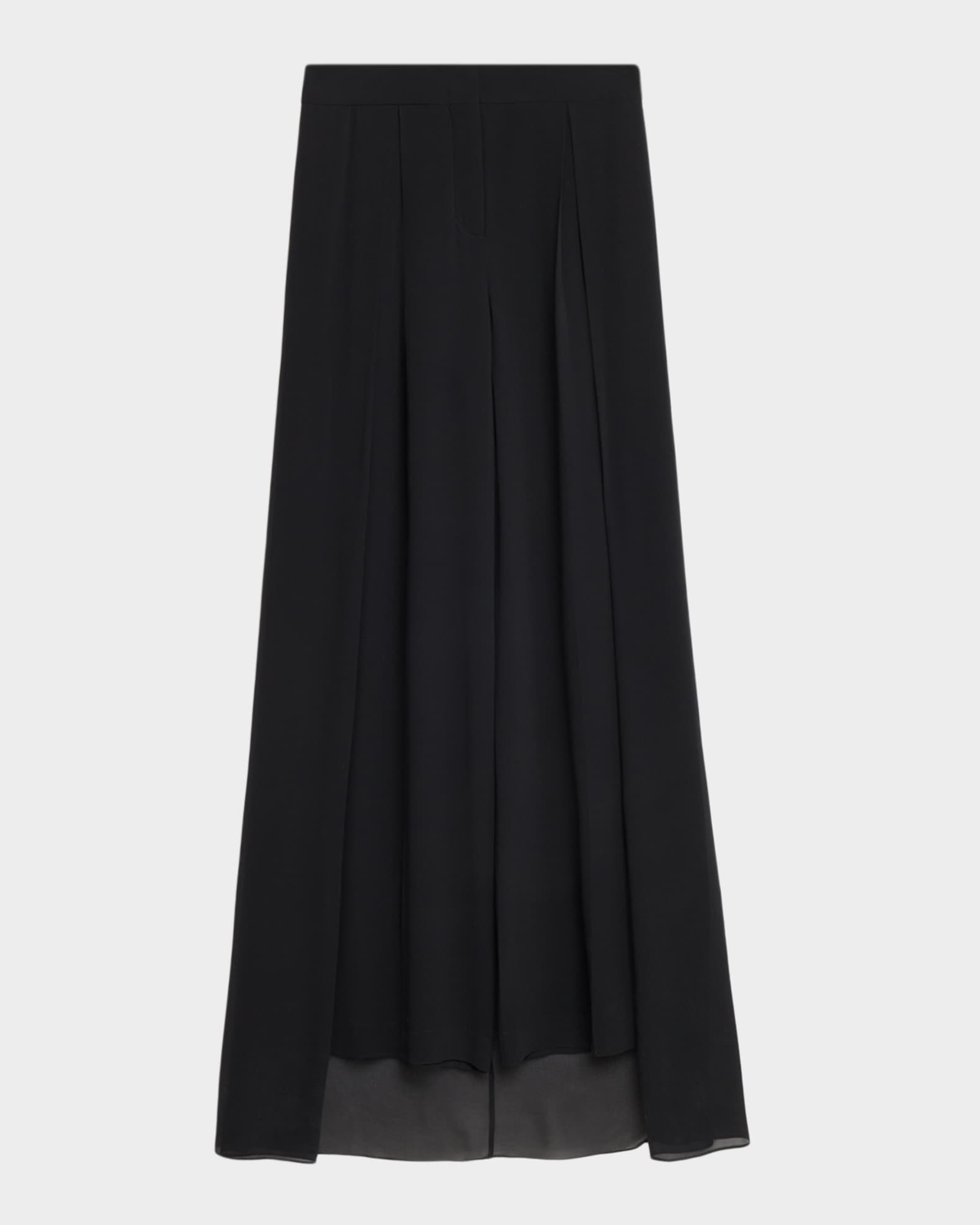 Alberta Ferretti Georgette Wide-Leg Train Pants | Neiman Marcus