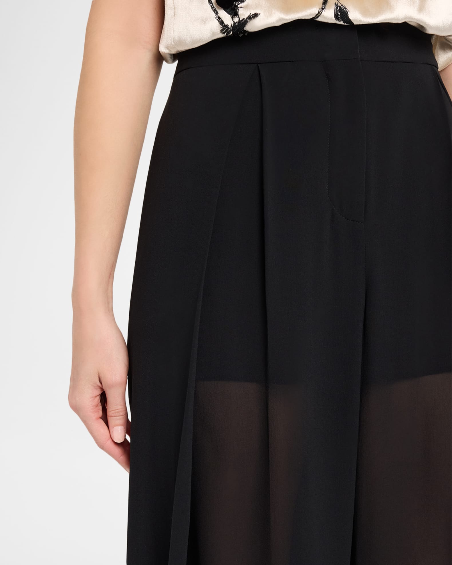 Alberta Ferretti Georgette Wide-Leg Train Pants | Neiman Marcus