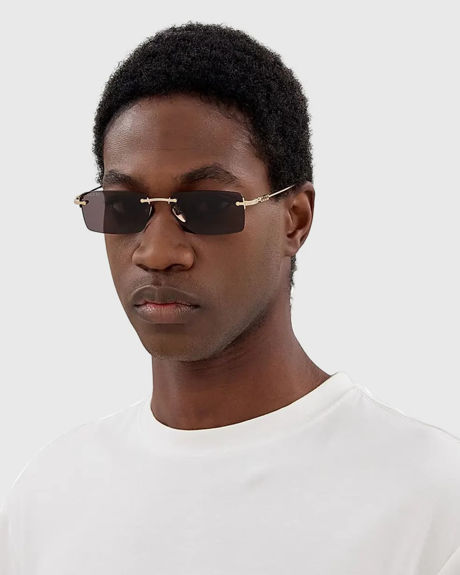 Gucci Gucci Block 56mm Rimless Rectangular Metal Sunglasses | Neiman Marcus