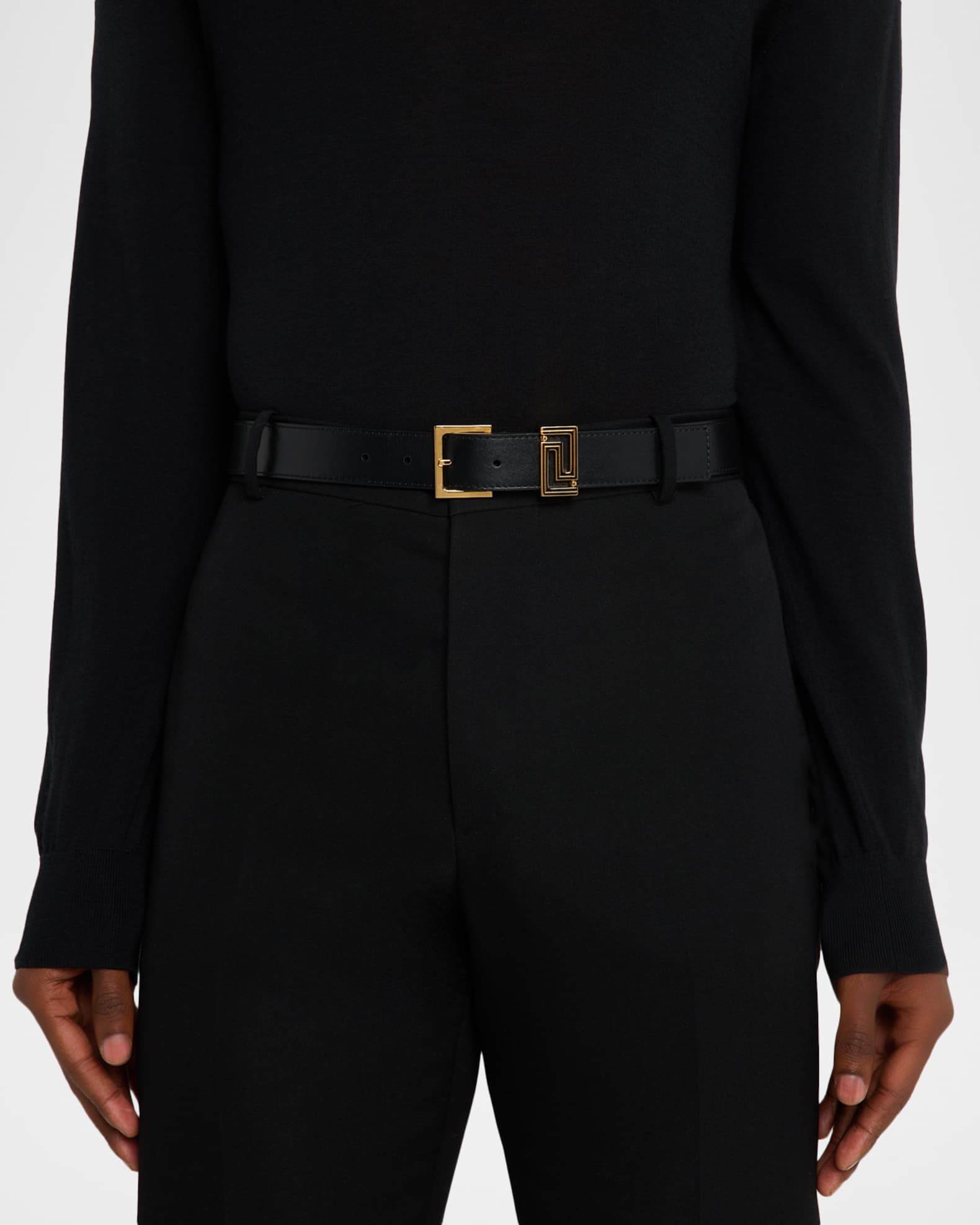 Versace Men's Greca 30mm Leather Belt | Neiman Marcus