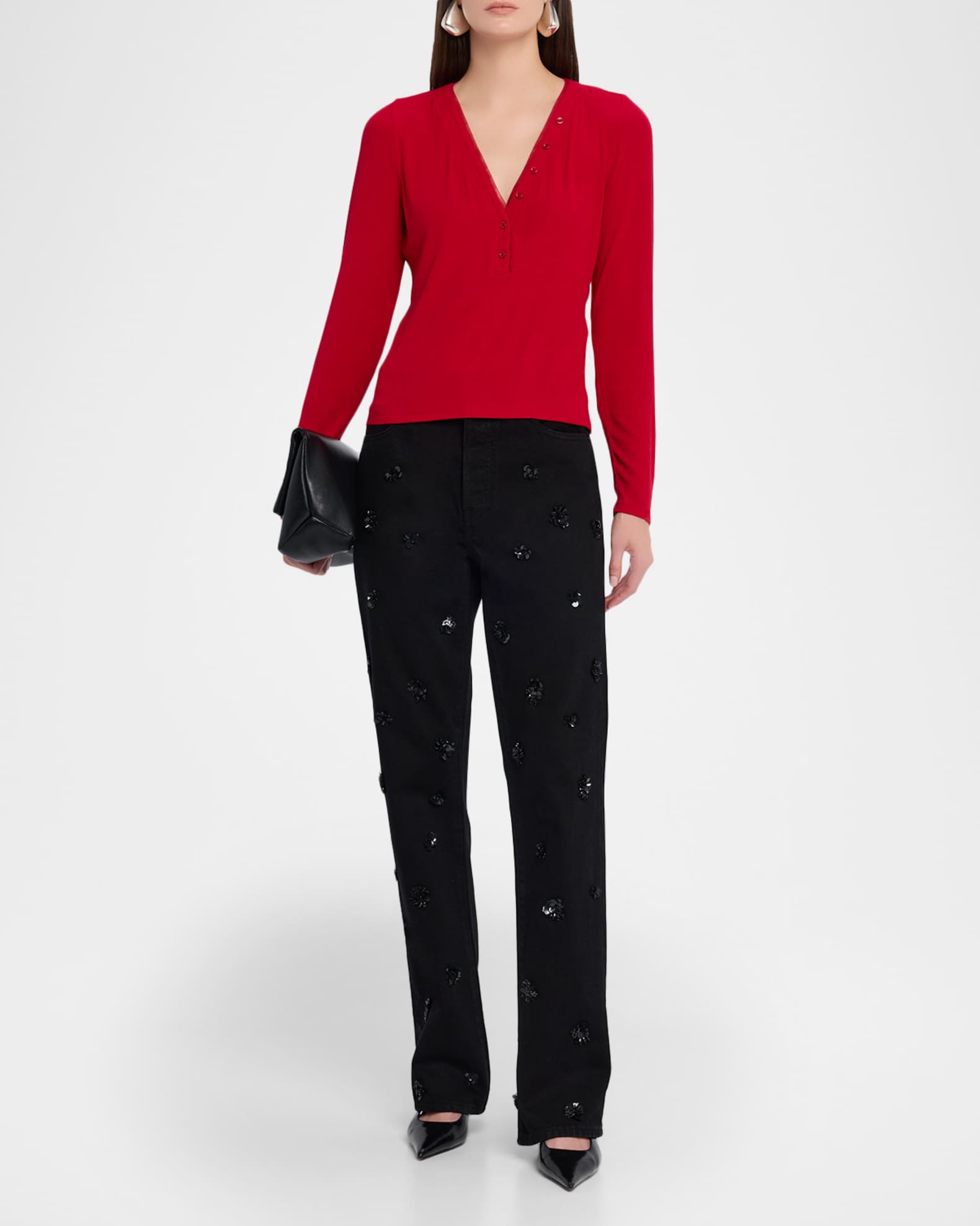 FRAME The Embellished Vertical Jeans | Neiman Marcus