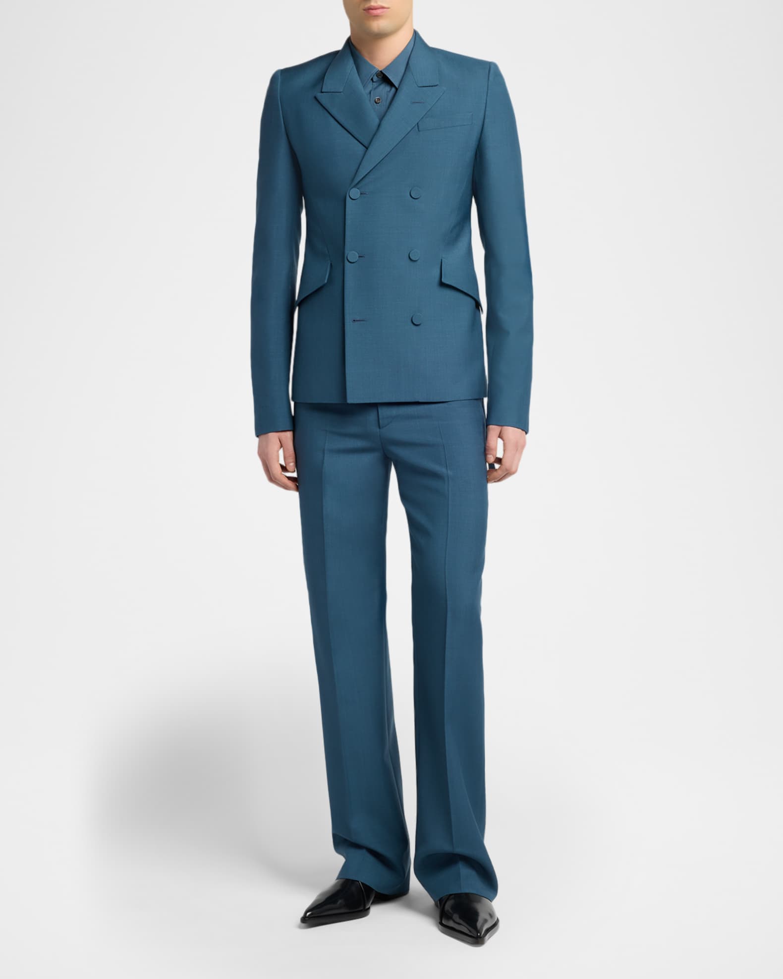McQueen Men's Wool Double-Breasted Peak Lapel Sport Coat | Neiman Marcus