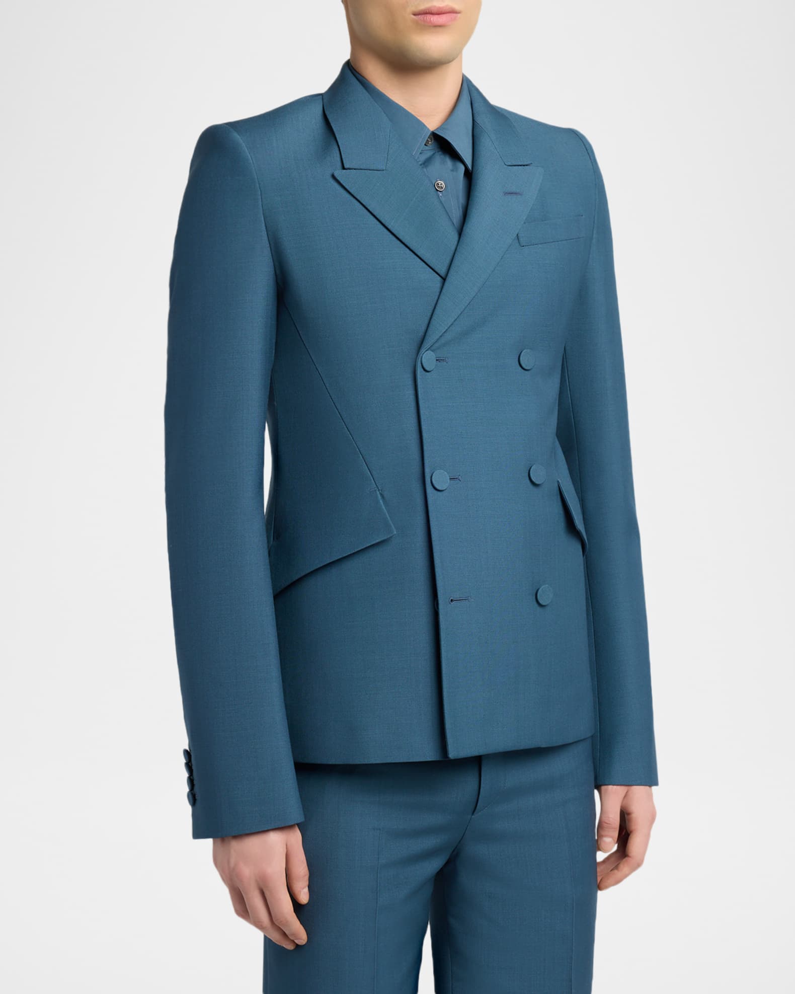 McQueen Men's Wool Double-Breasted Peak Lapel Sport Coat | Neiman Marcus