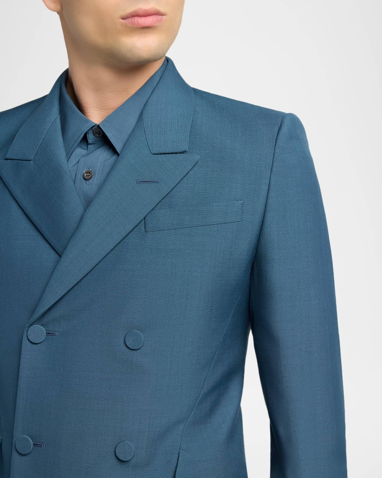 McQueen Men's Wool Double-Breasted Peak Lapel Sport Coat | Neiman Marcus