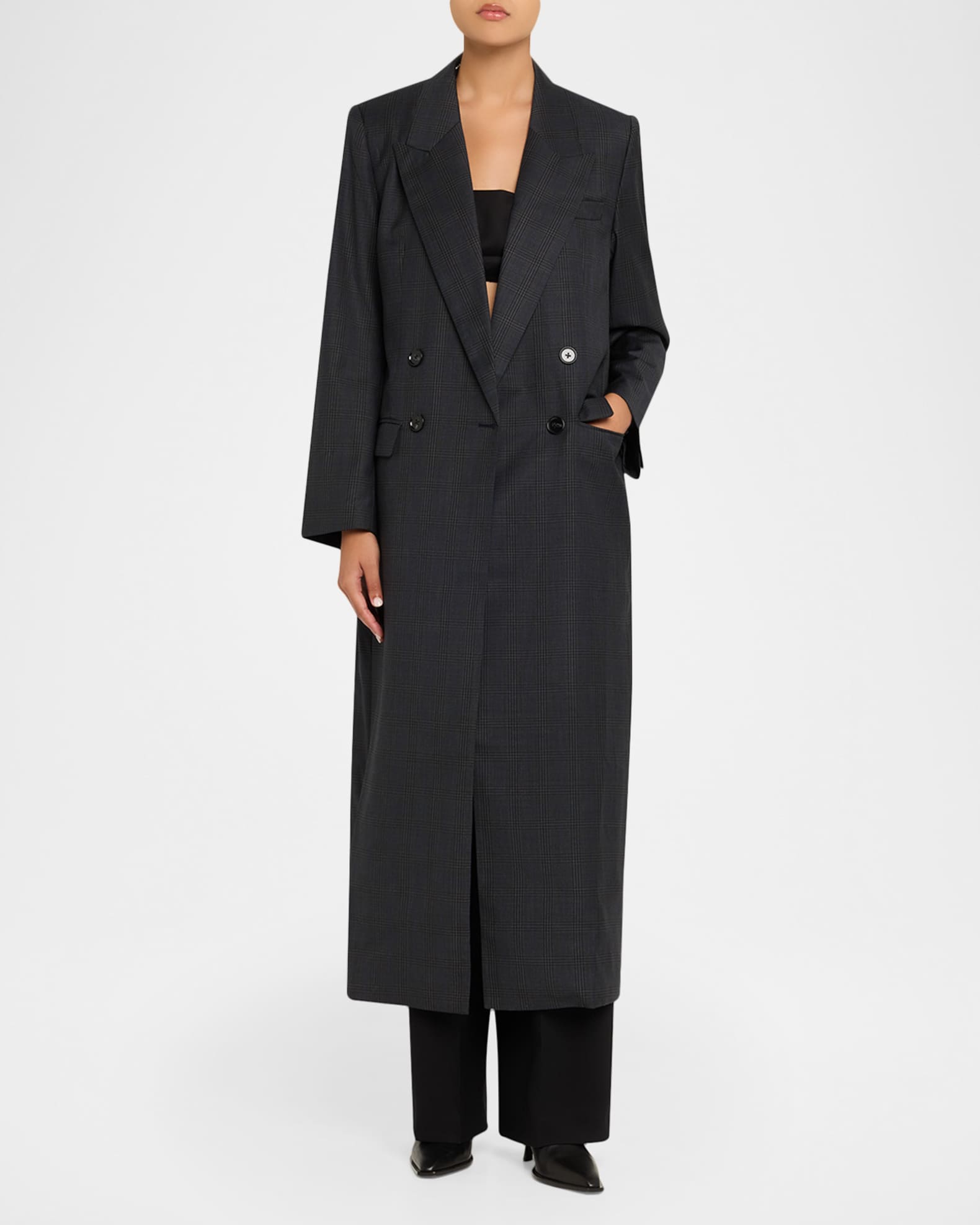 Courtney Zheng Danique Wool Check Coat | Neiman Marcus