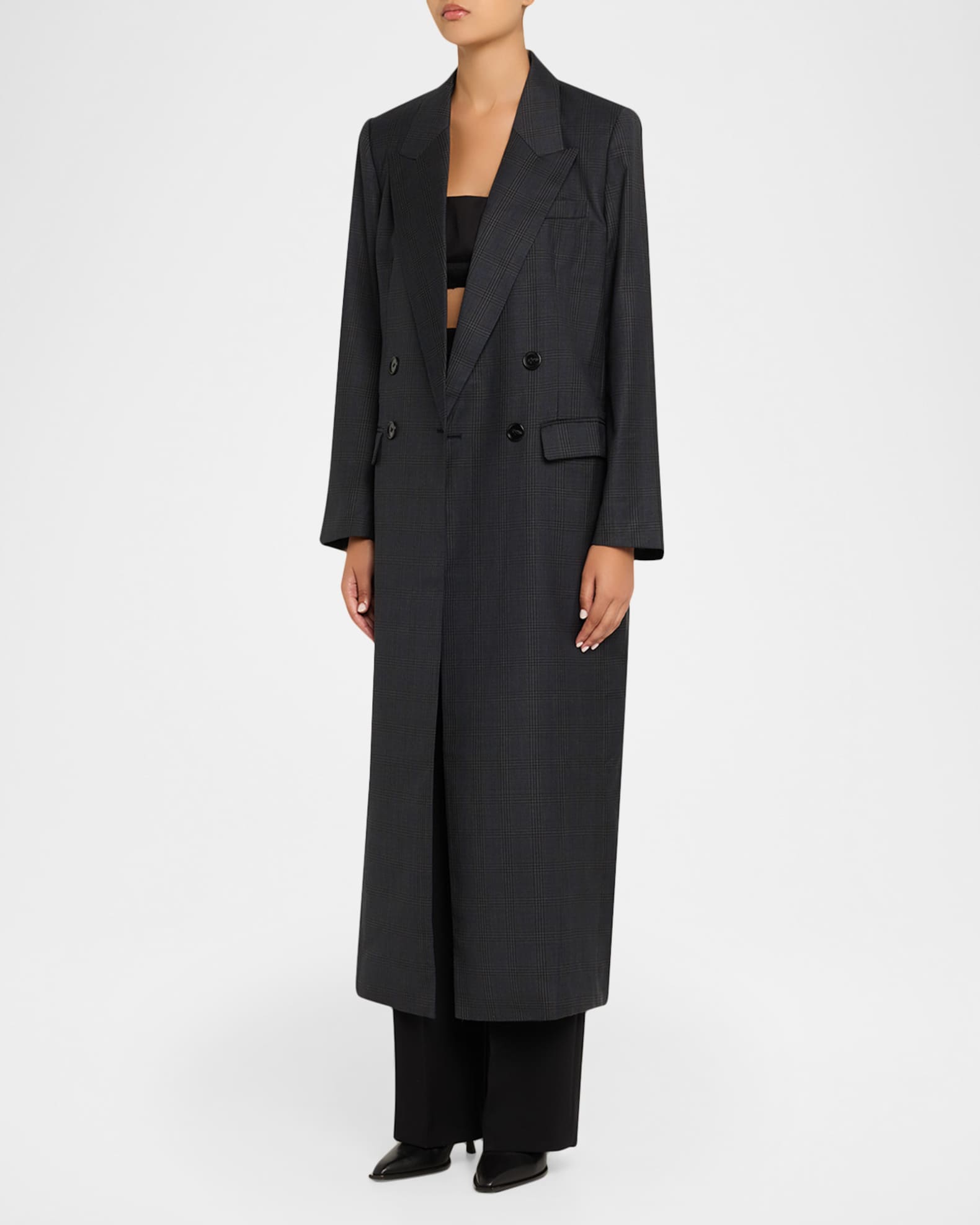 Courtney Zheng Danique Wool Check Coat | Neiman Marcus