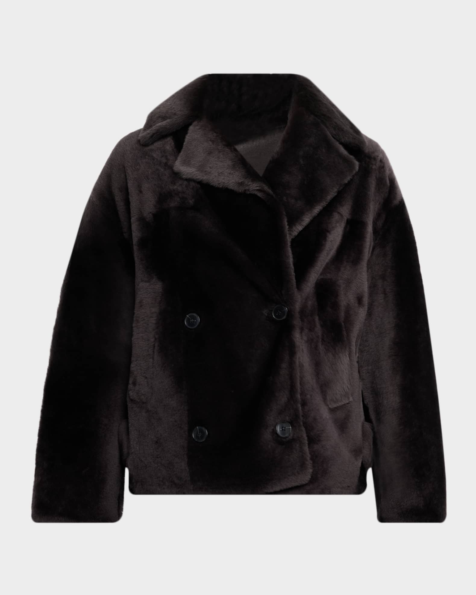 Yves Salomon Shearling Pea Coat | Neiman Marcus