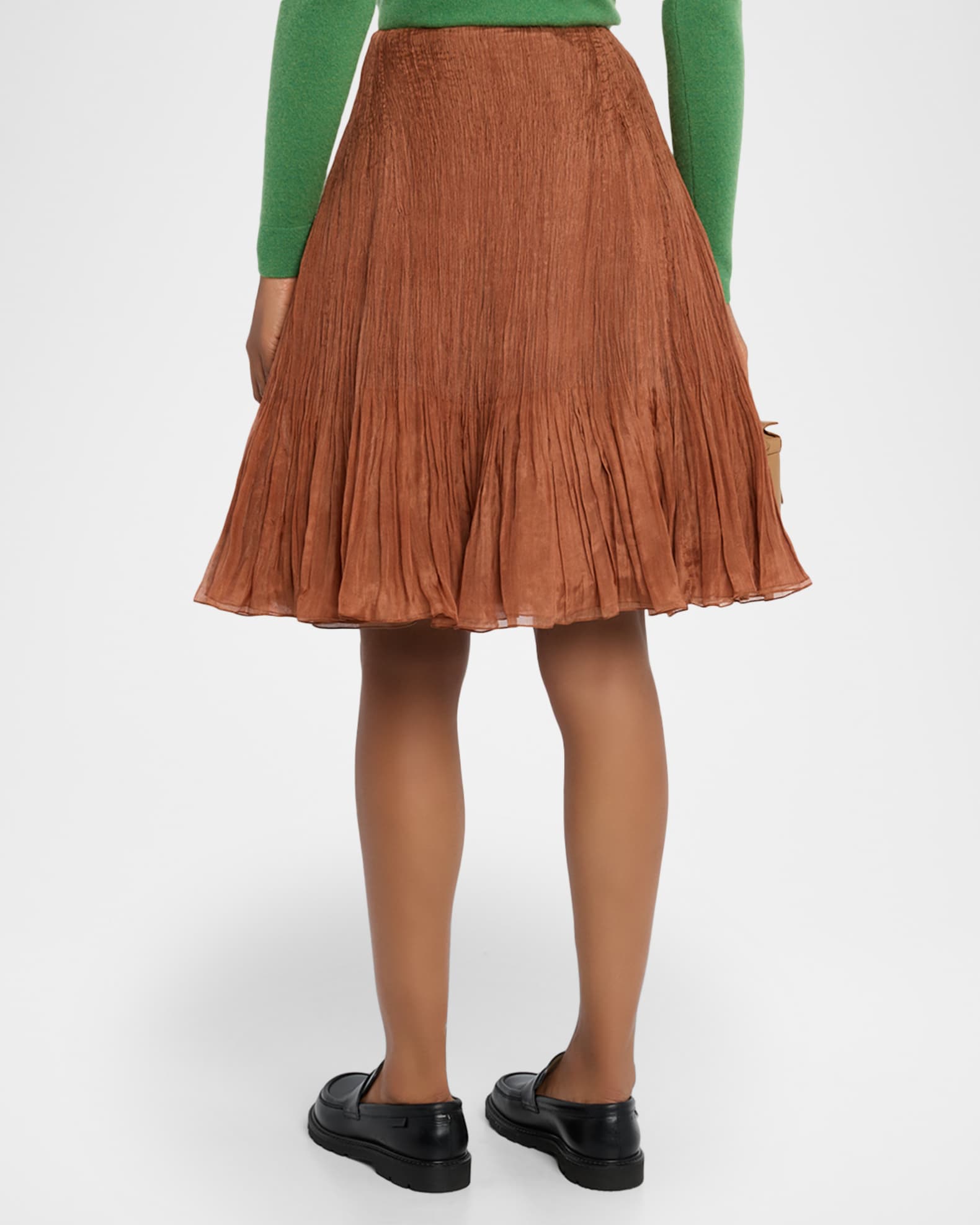 Loewe Colorblock Plisse Satin Circle Skirt | Neiman Marcus