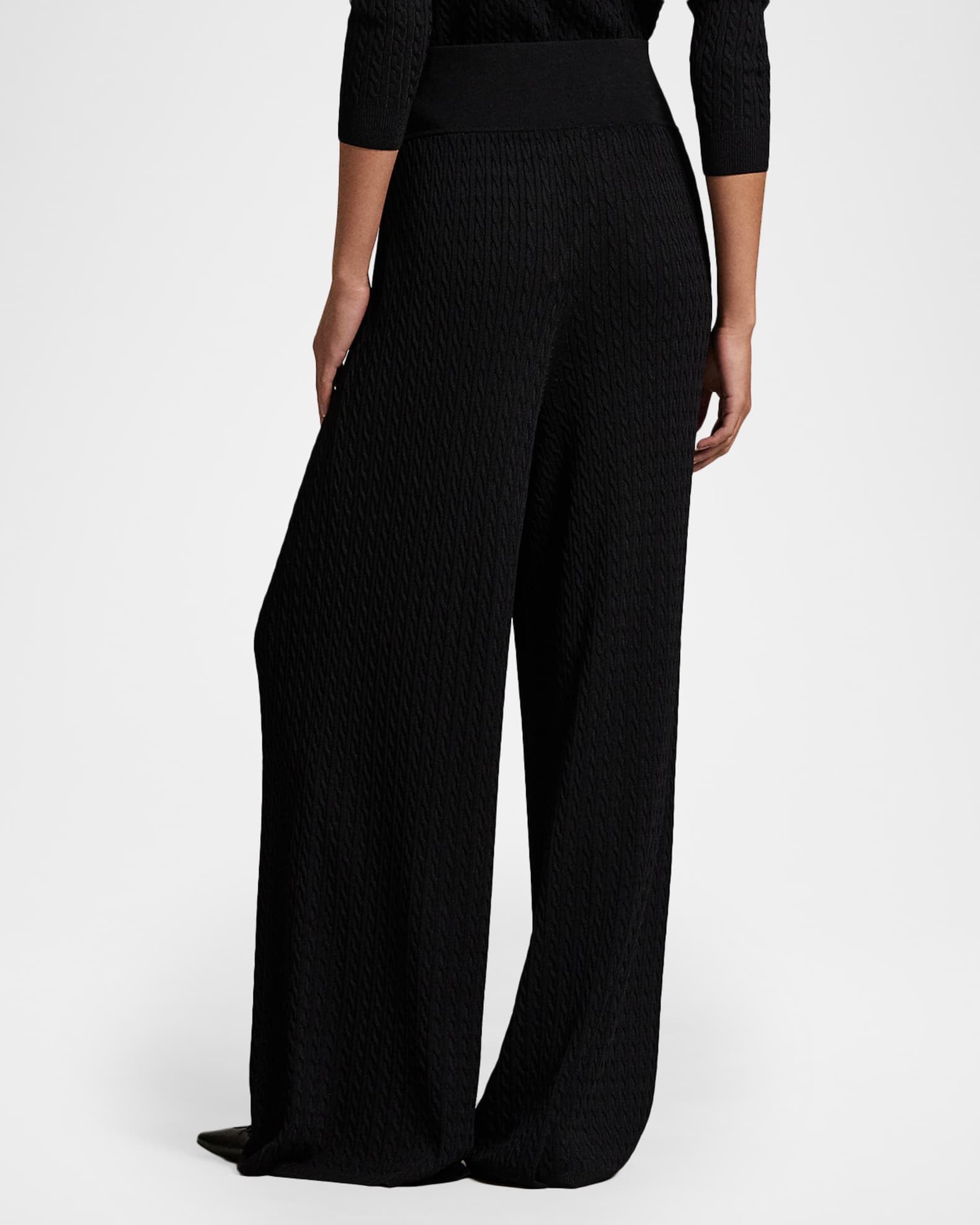 Polo Ralph Lauren Wide-Leg Cable-Knit Sweater Pants | Neiman Marcus