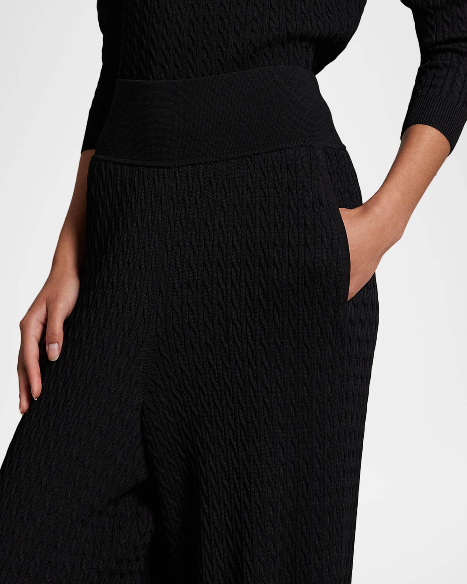 Polo Ralph Lauren Wide-Leg Cable-Knit Sweater Pants | Neiman Marcus