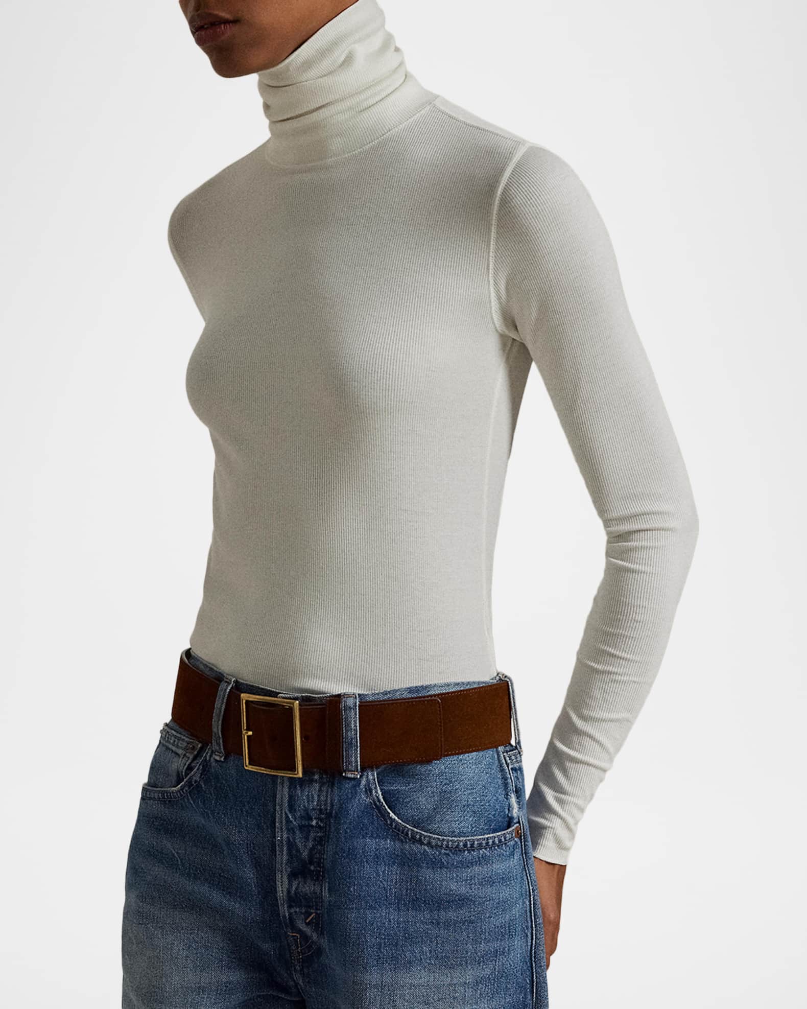 Polo Ralph Lauren Stretch Ribbed Turtleneck | Neiman Marcus