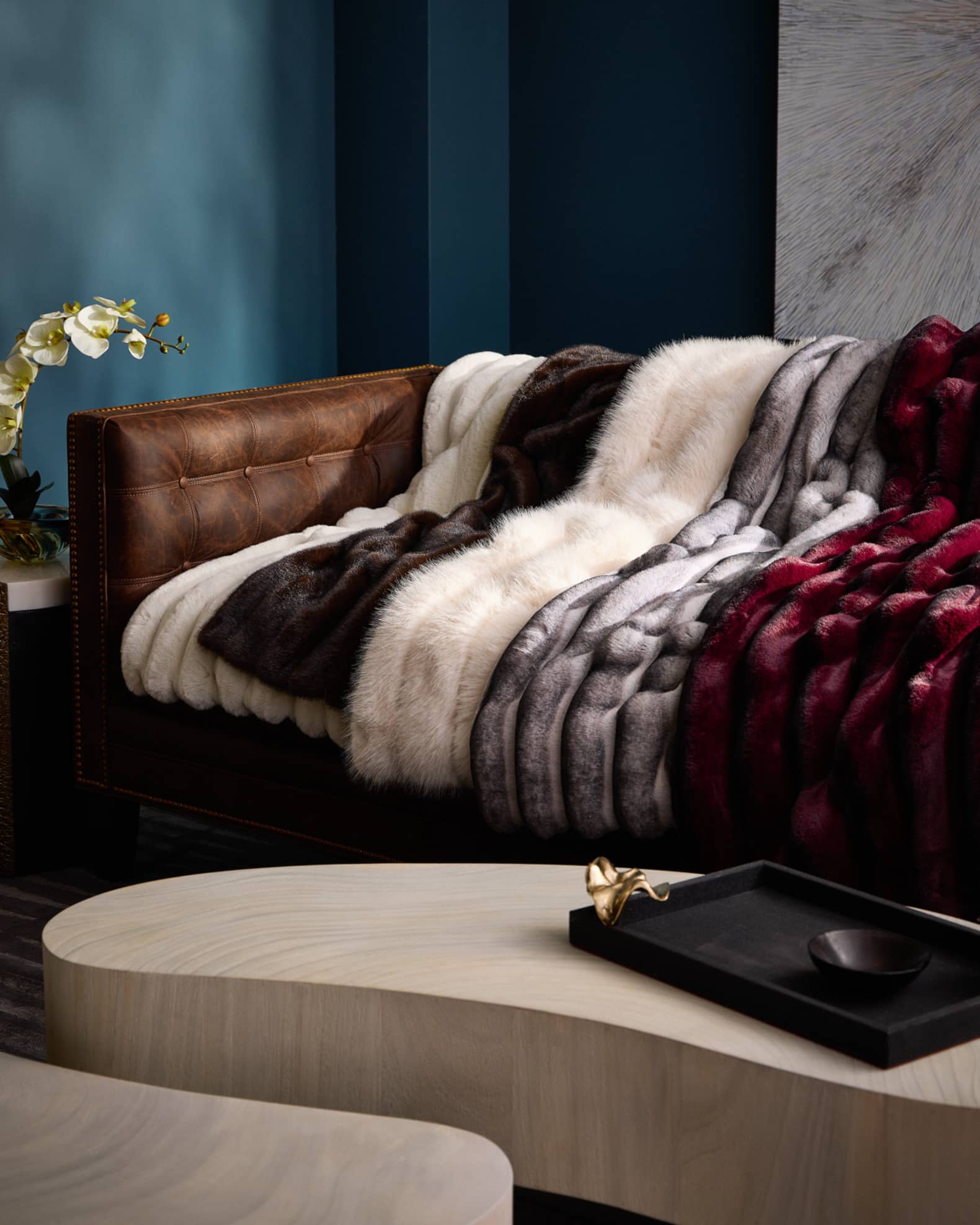 Lyla Grant Faux Rex Rabbit Throw, 60" x 72" | Neiman Marcus