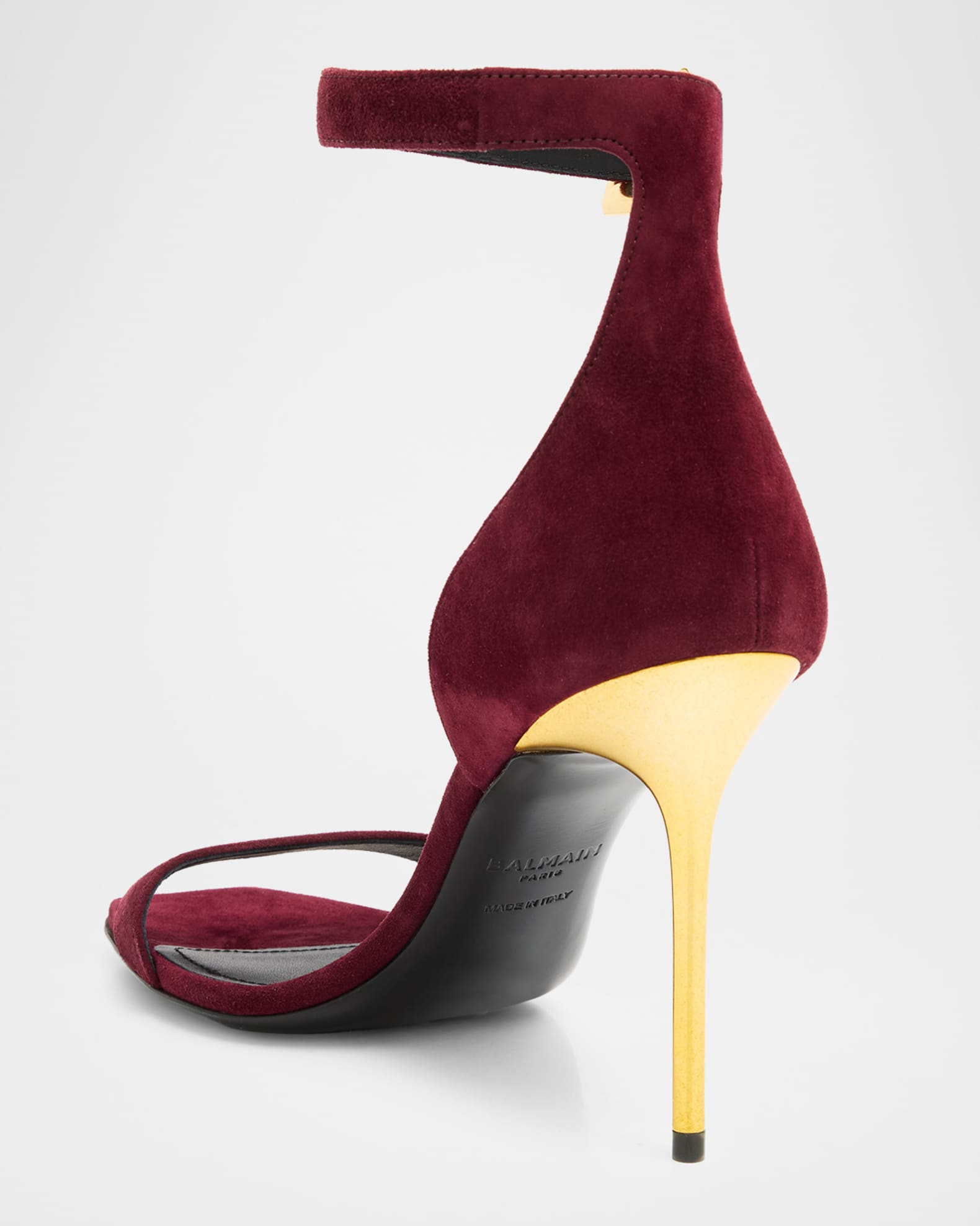 Balmain Suede Ankle-Strap Sandals | Neiman Marcus