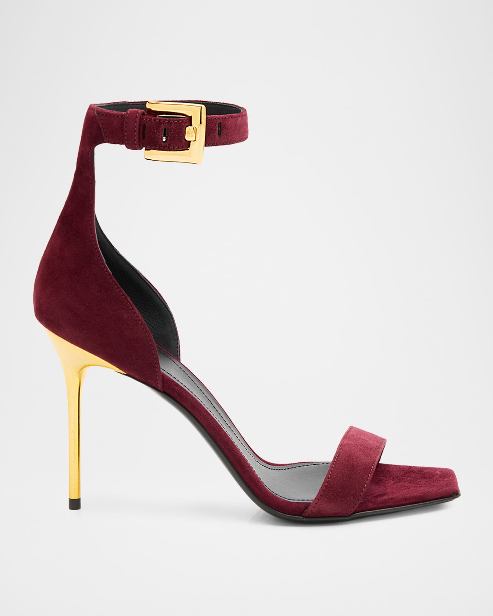 Balmain Suede Ankle-Strap Sandals | Neiman Marcus
