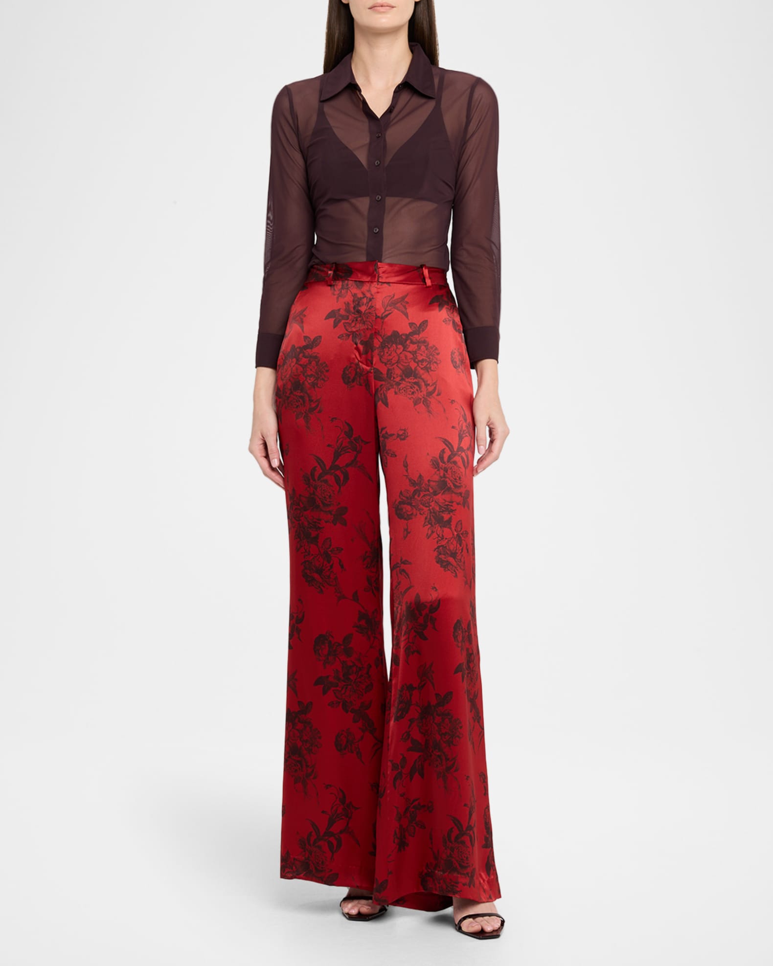 L'Agence Indiana Fitted Mesh Blouse | Neiman Marcus