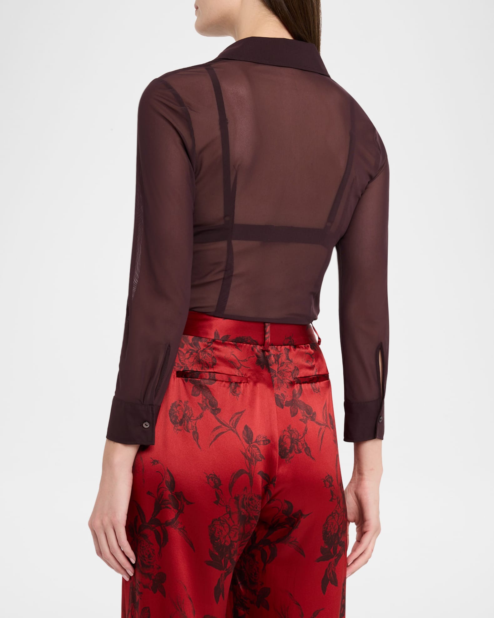 L'Agence Indiana Fitted Mesh Blouse | Neiman Marcus