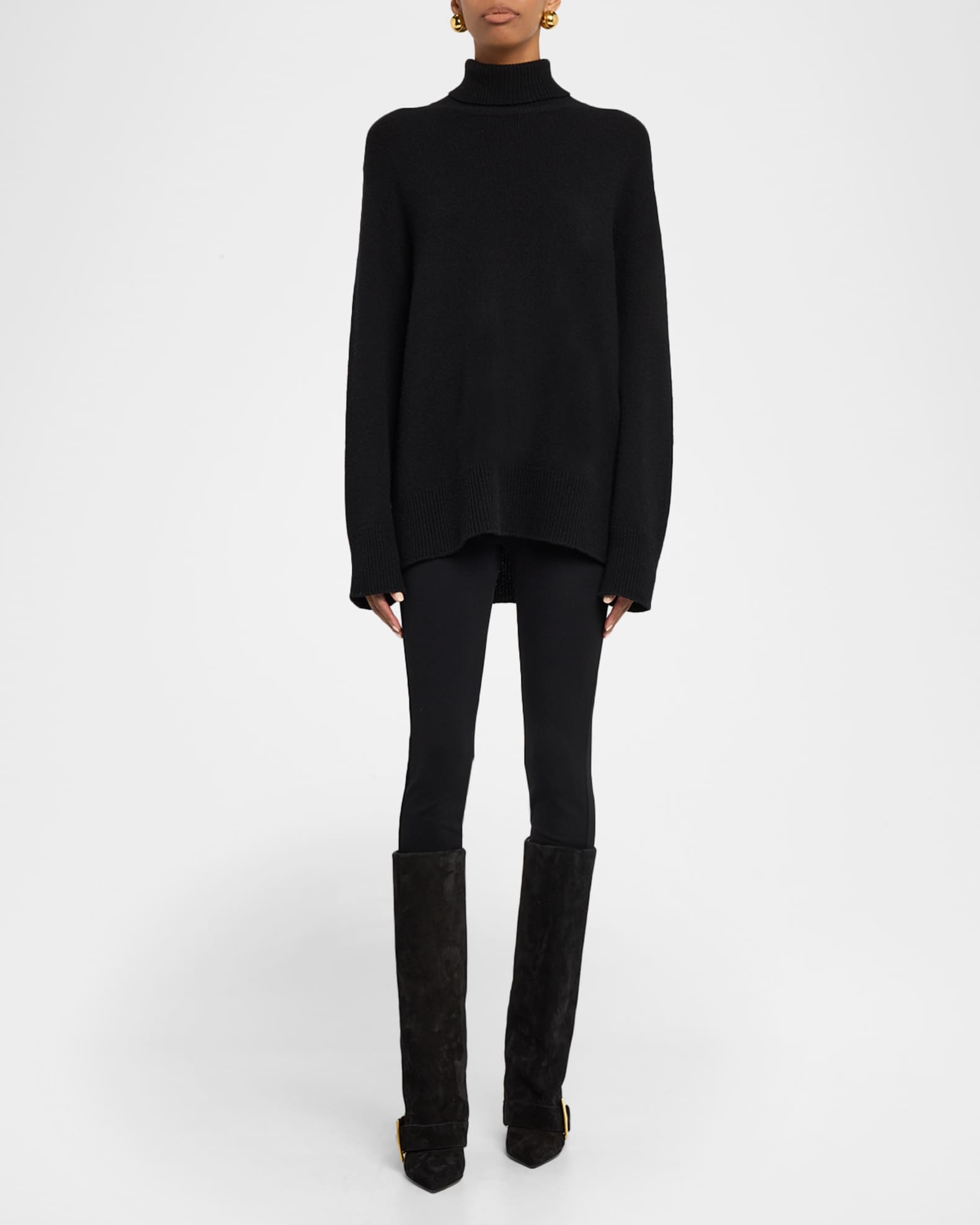 Balmain Anthem Suede Buckle Knee-High Boots | Neiman Marcus