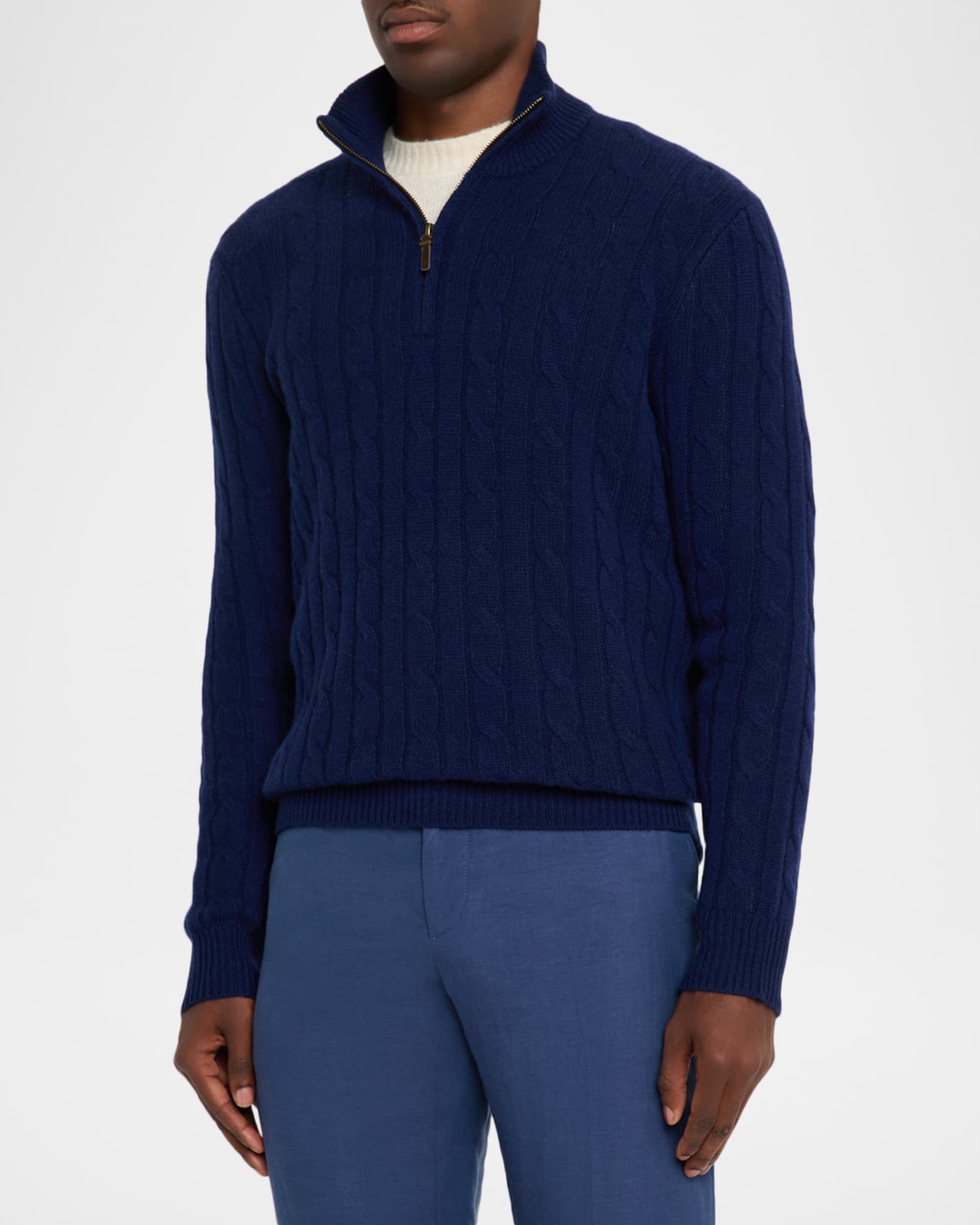 Polo Ralph Lauren Men's Cable-Knit Cashmere Quarter-Zip Sweater ...