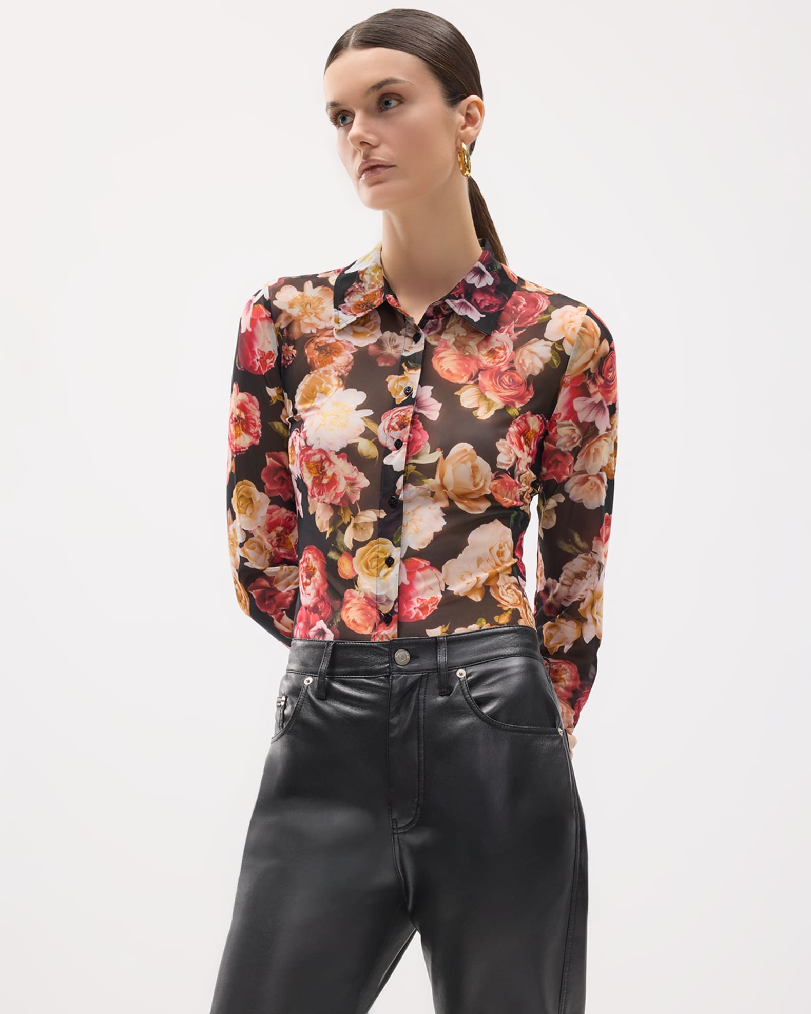 L'Agence Indiana Fitted Floral Mesh Blouse | Neiman Marcus