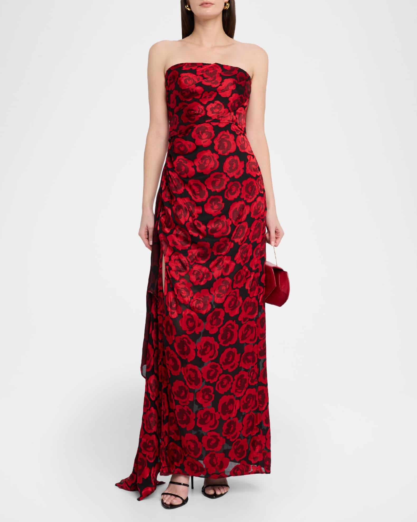 Dress the Population Black Label Lulu Floral-Print Strapless A-Line ...