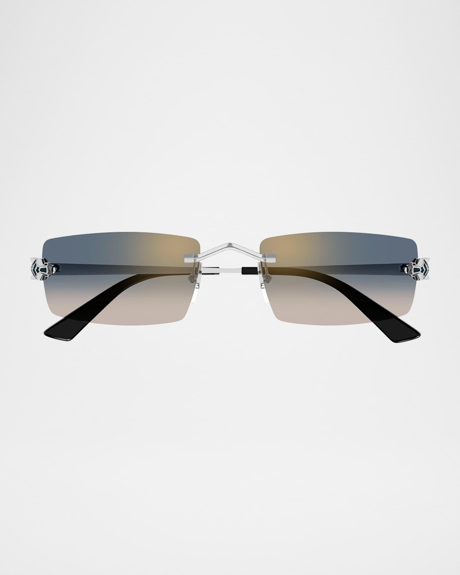 Cartier Panthere Rimless Rectangular Metal Sunglasses | Neiman Marcus