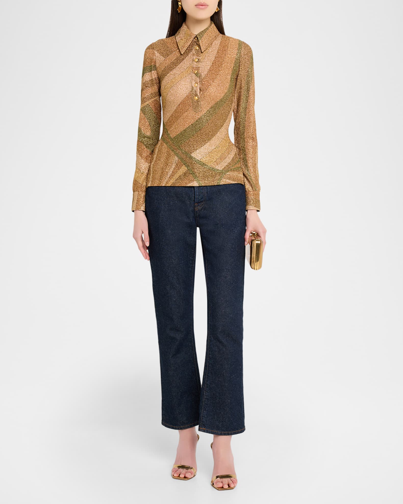 Pucci Iride-Print Lame Jersey Polo Shirt | Neiman Marcus