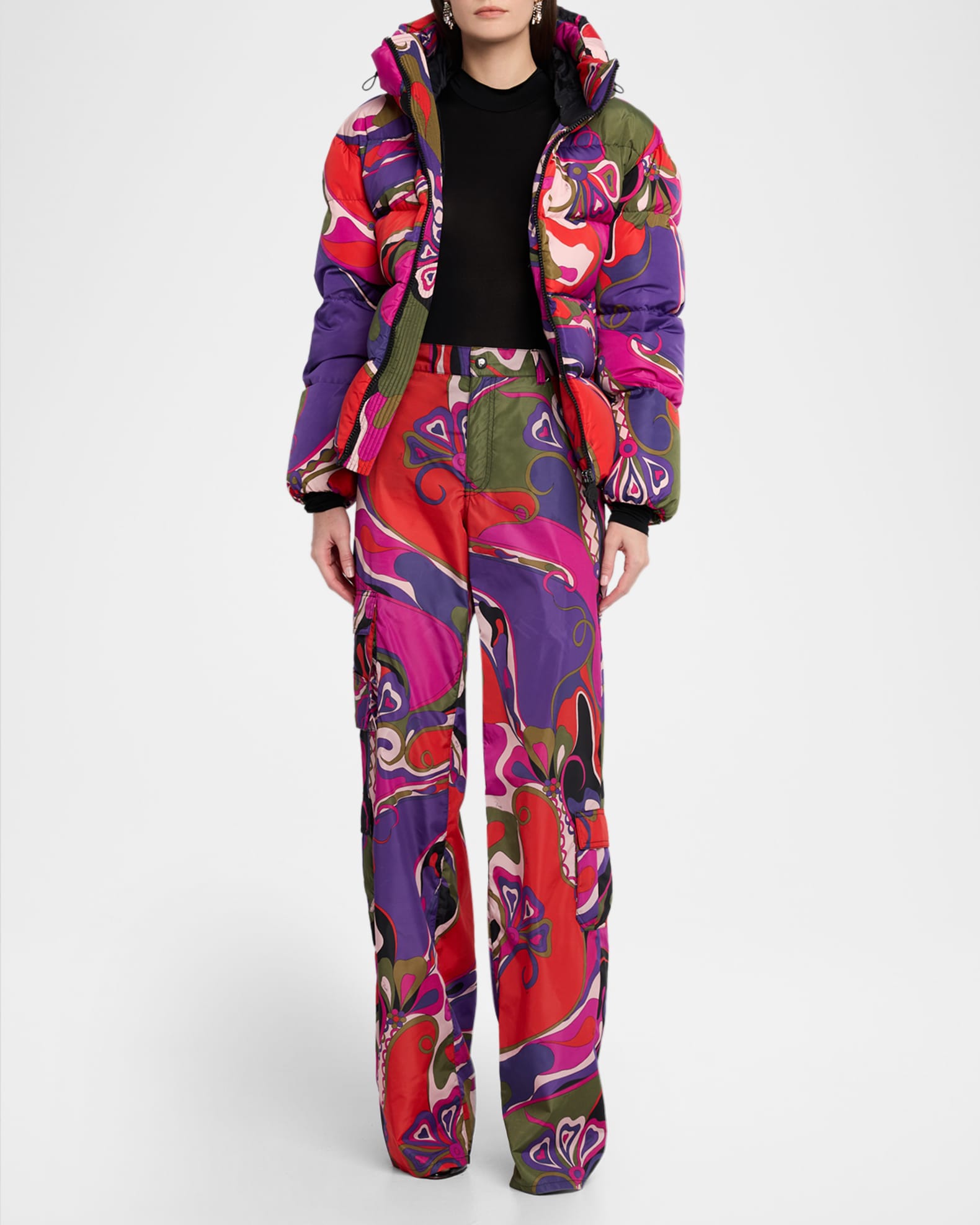 Pucci Orchidee Print Puffer Jacket | Neiman Marcus