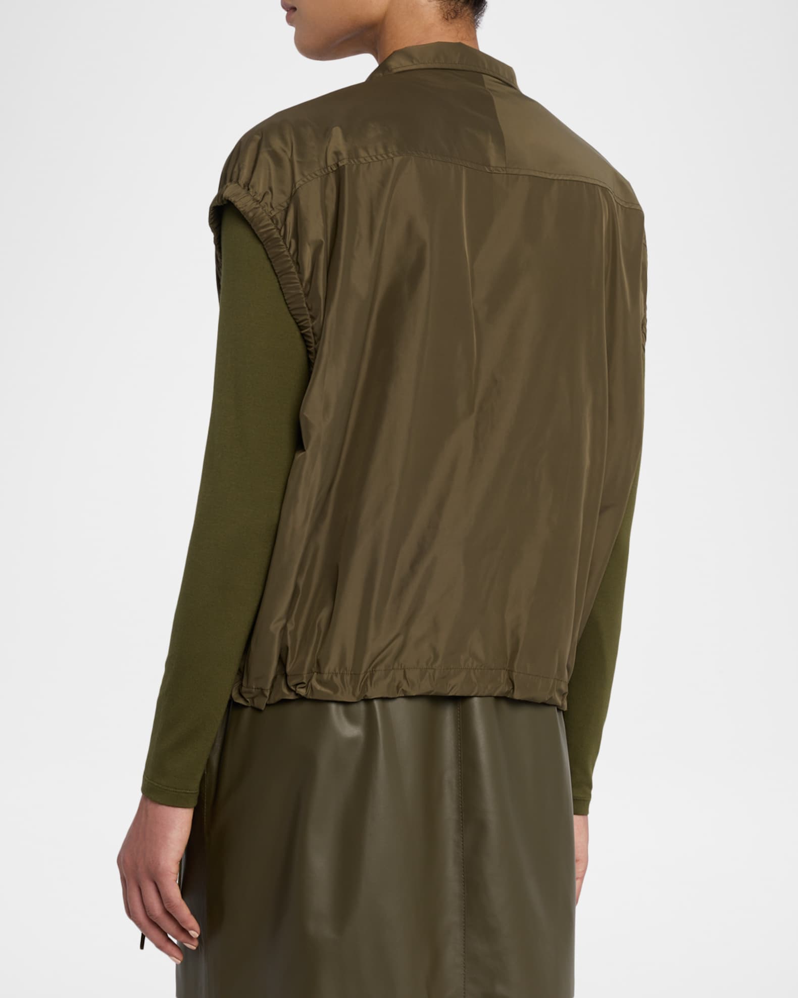 Lafayette 148 New York Zip-Front Drawstring Vest | Neiman Marcus