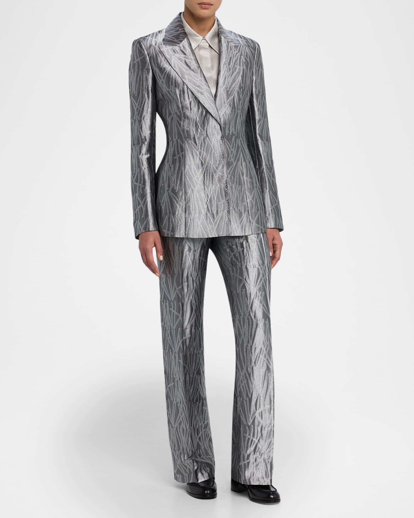 Lafayette 148 New York Gates Metallic Jacquard Straight-Leg Pants ...