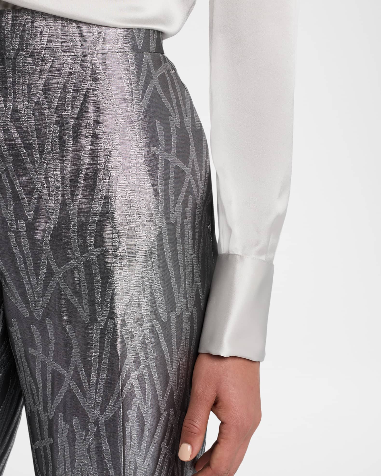 Lafayette 148 New York Gates Metallic Jacquard Straight-Leg Pants ...