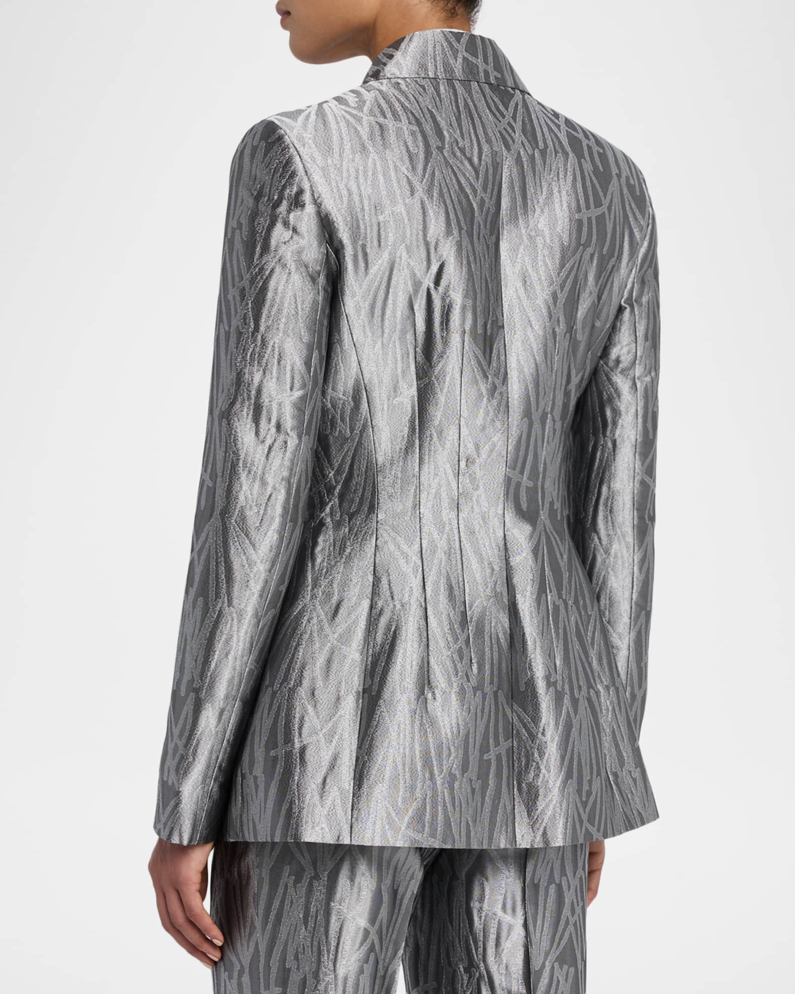 Lafayette 148 New York Tailored Peak-Lapel Metallic Jacquard Blazer ...