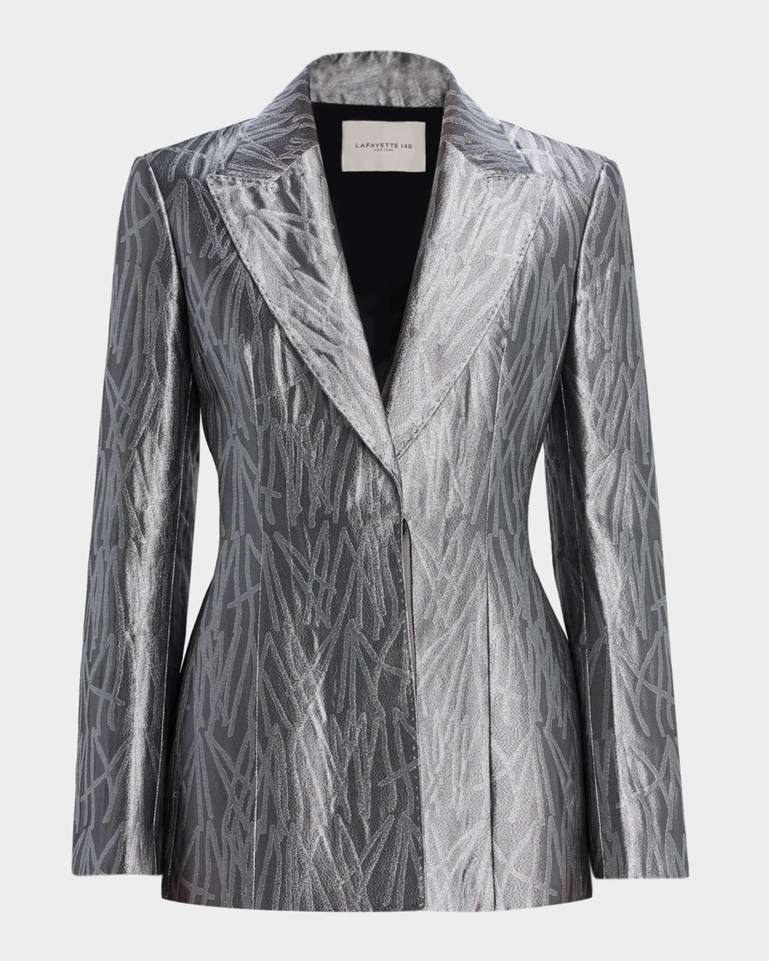 Lafayette 148 New York Tailored Peak-Lapel Metallic Jacquard Blazer ...