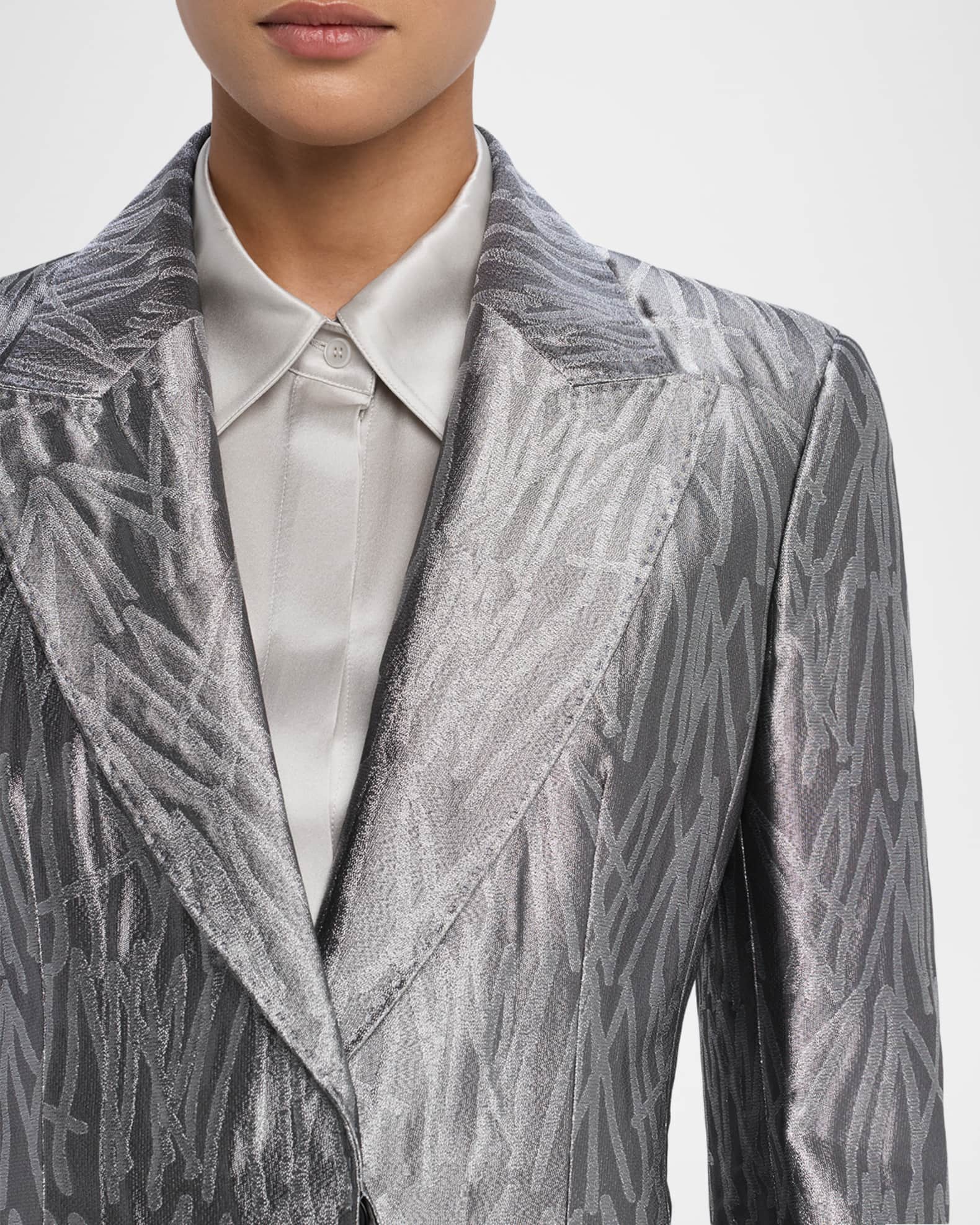Lafayette 148 New York Tailored Peak-Lapel Metallic Jacquard Blazer ...