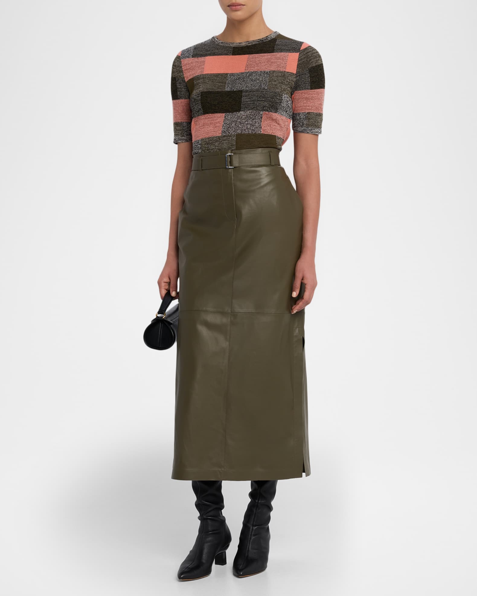Lafayette 148 New York Colorblock Marled Check Jacquard Knit Sweater ...