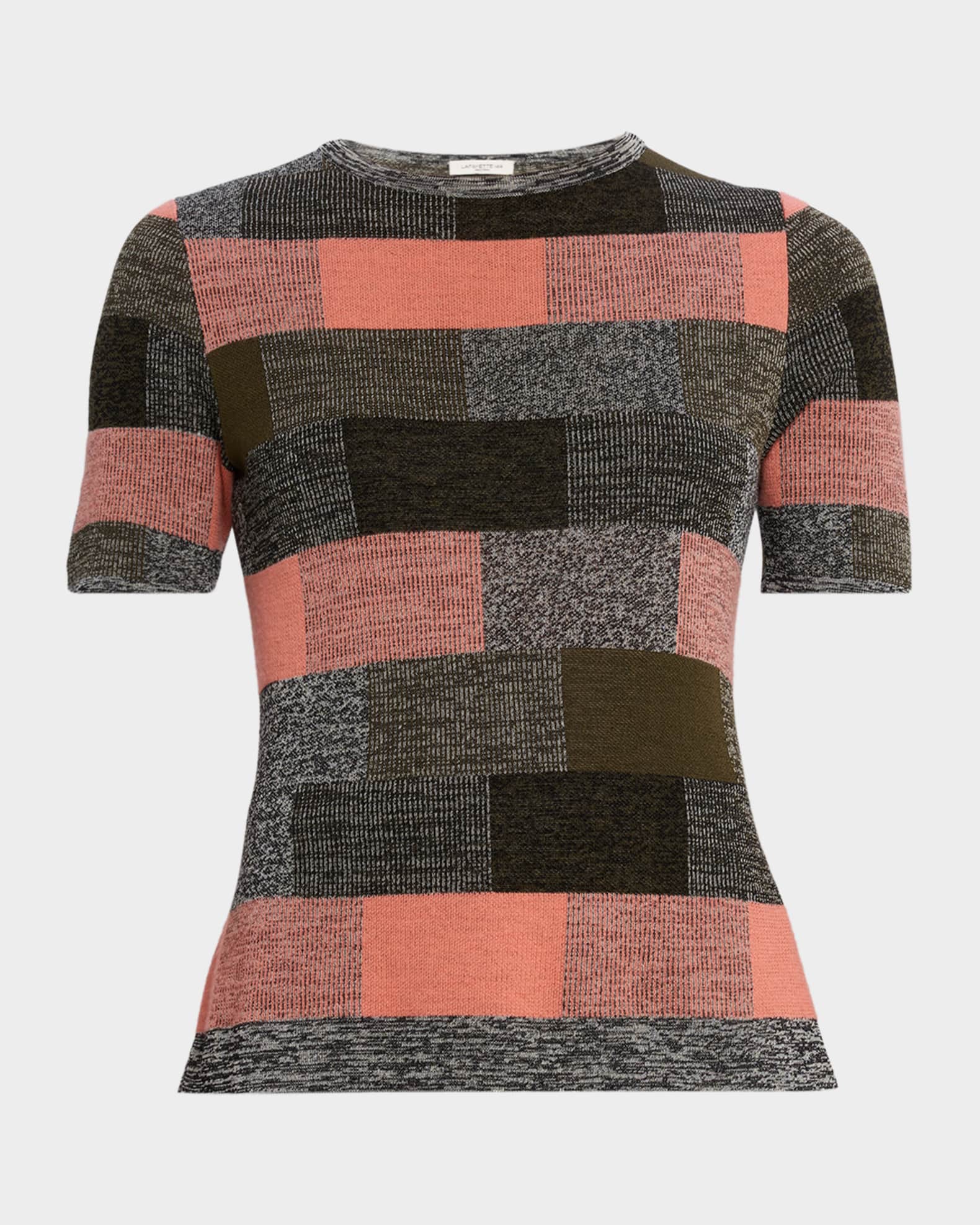 Lafayette 148 New York Colorblock Marled Check Jacquard Knit Sweater ...