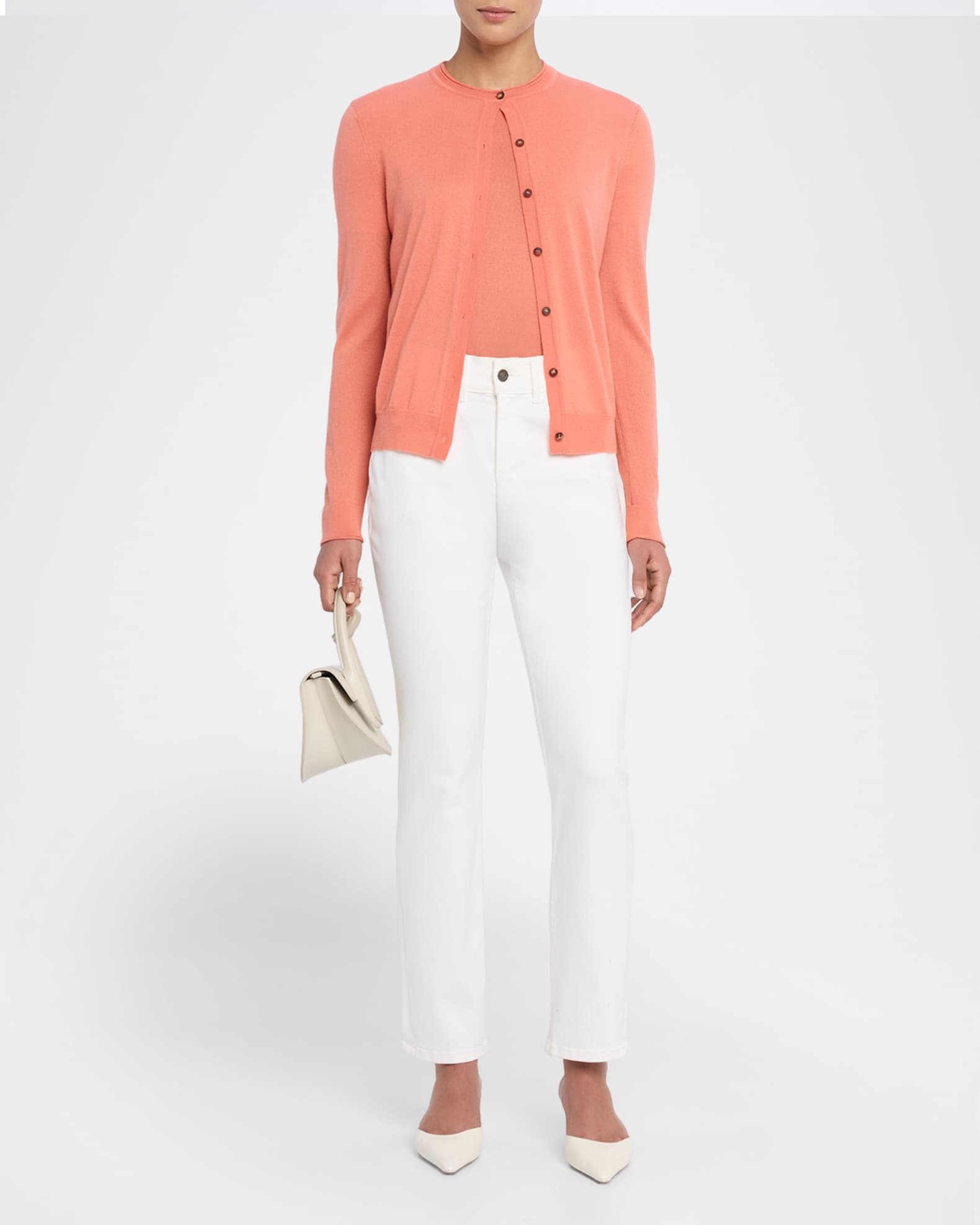 Lafayette 148 New York Button-Down Crewneck Cashmere Cardigan | Neiman ...