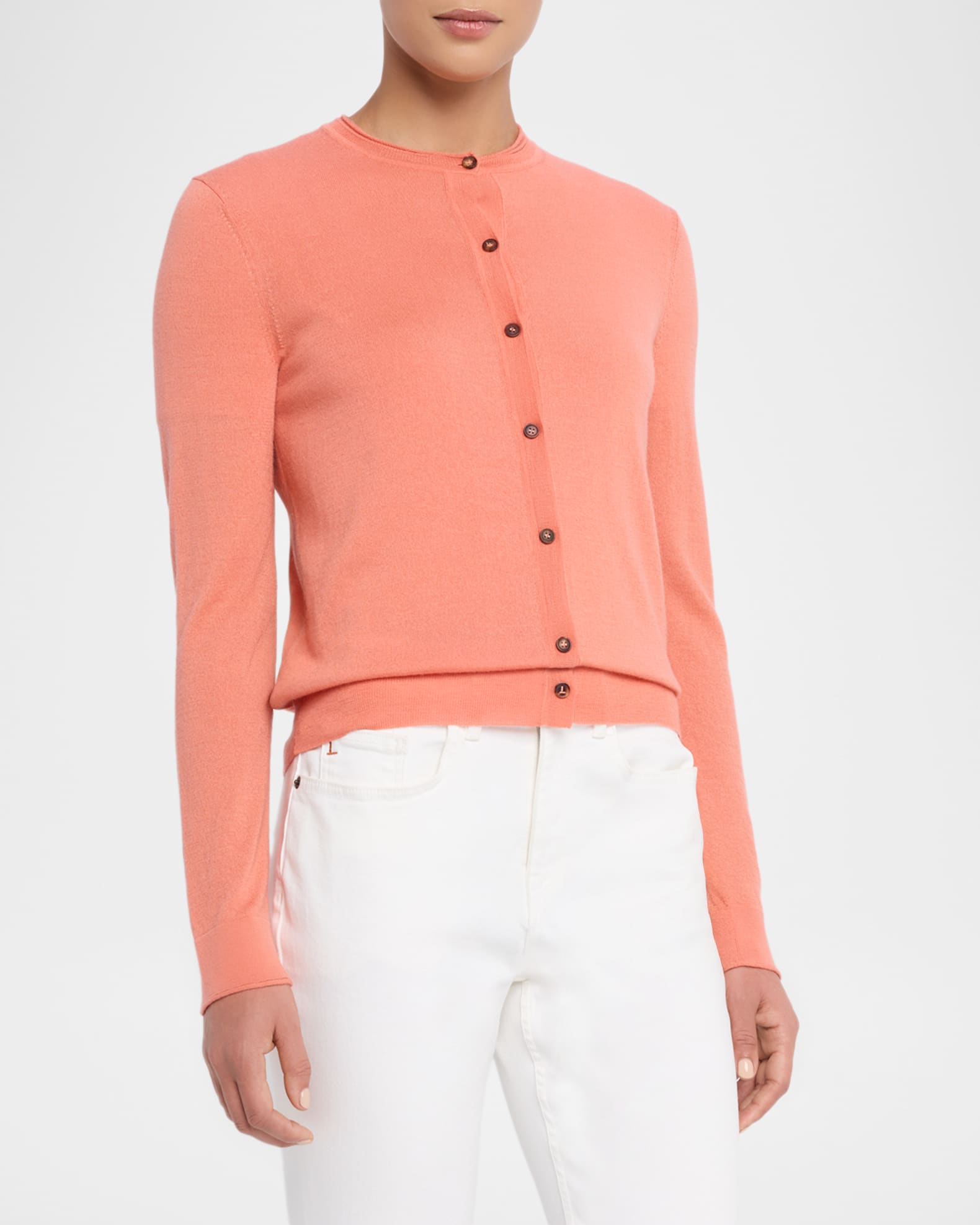 Lafayette 148 New York Button-Down Crewneck Cashmere Cardigan | Neiman ...
