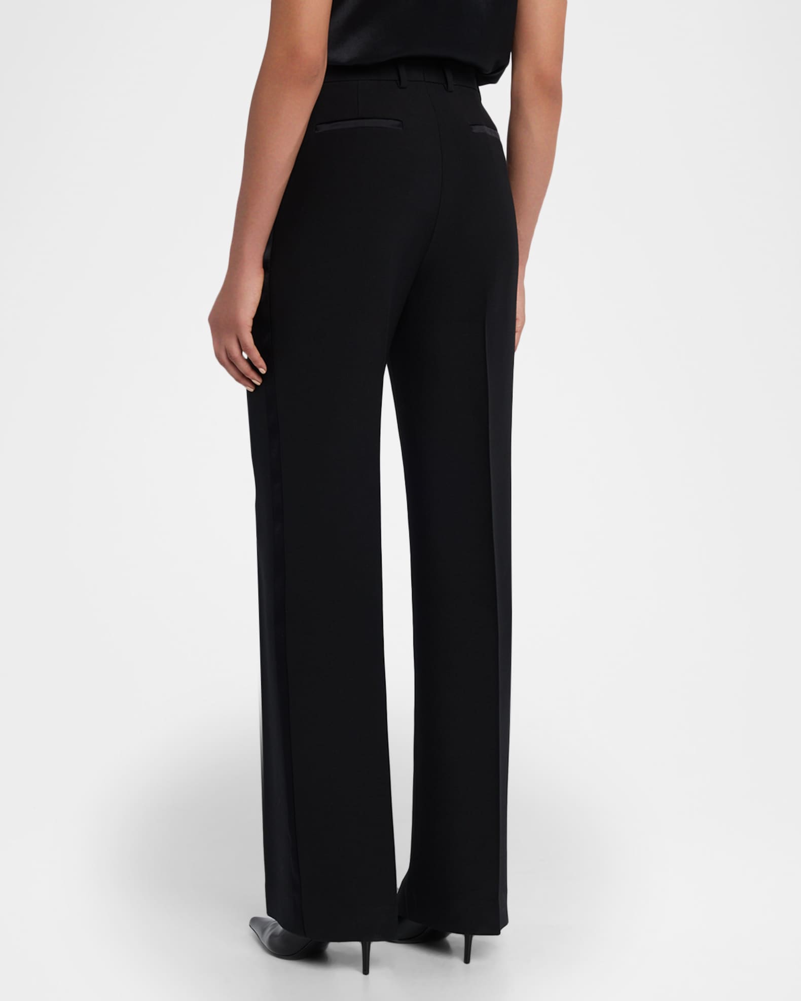 Lafayette 148 New York Gates Tuxedo Stripe Wool-Silk Pants | Neiman Marcus