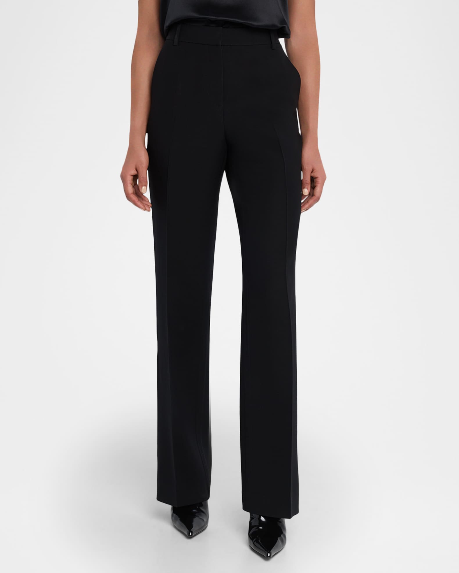 Lafayette 148 New York Gates Tuxedo Stripe Wool-Silk Pants | Neiman Marcus