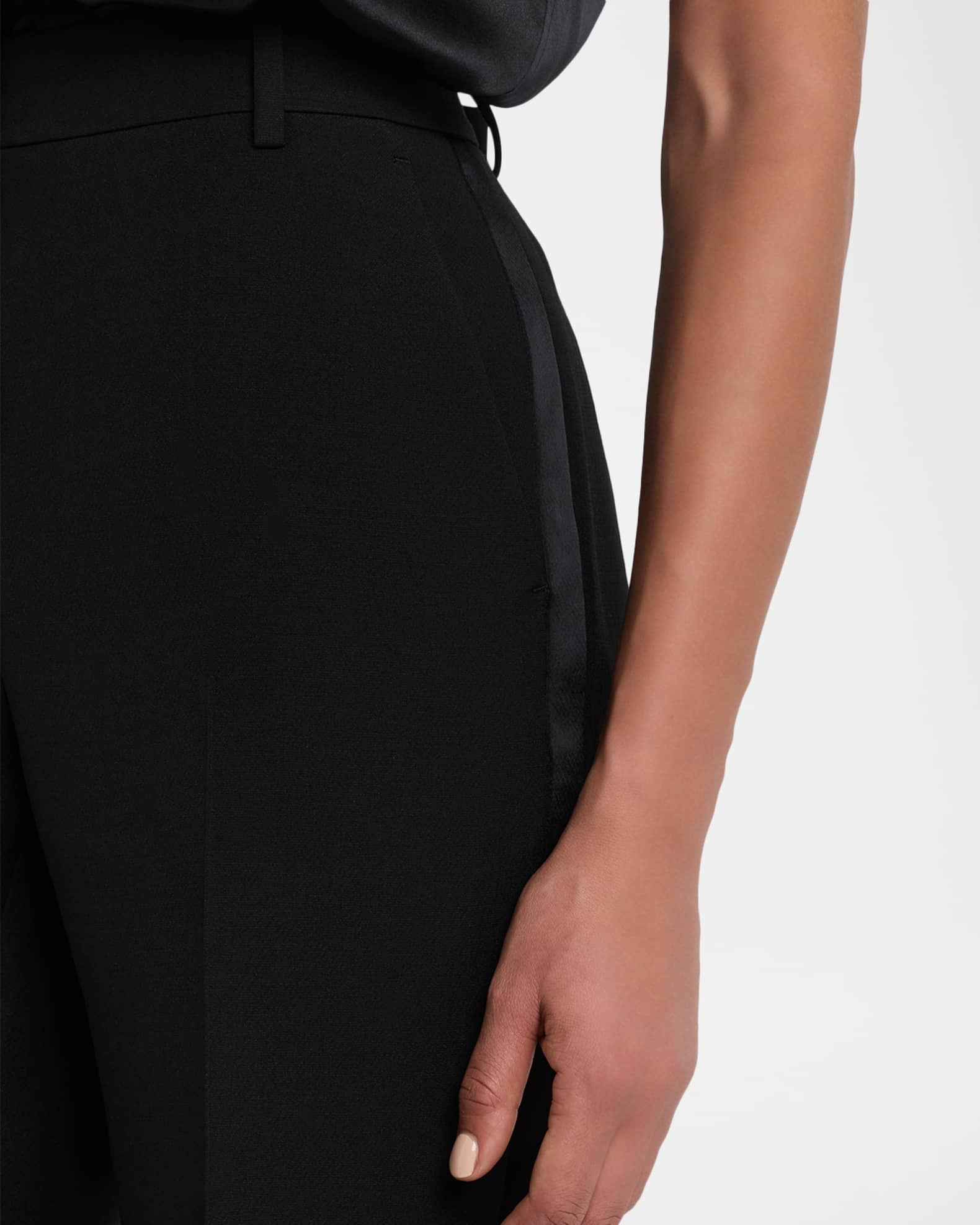 Lafayette 148 New York Gates Tuxedo Stripe Wool-Silk Pants | Neiman Marcus