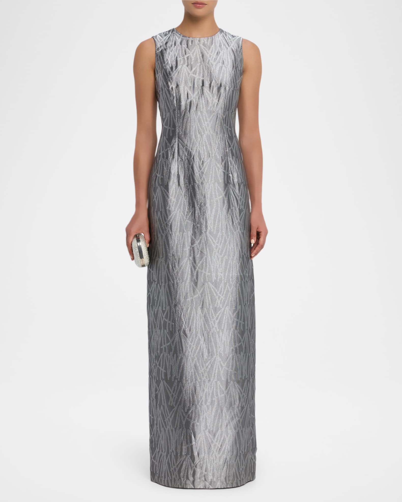 Lafayette 148 New York Sleeveless Metallic Jacquard Column Gown ...