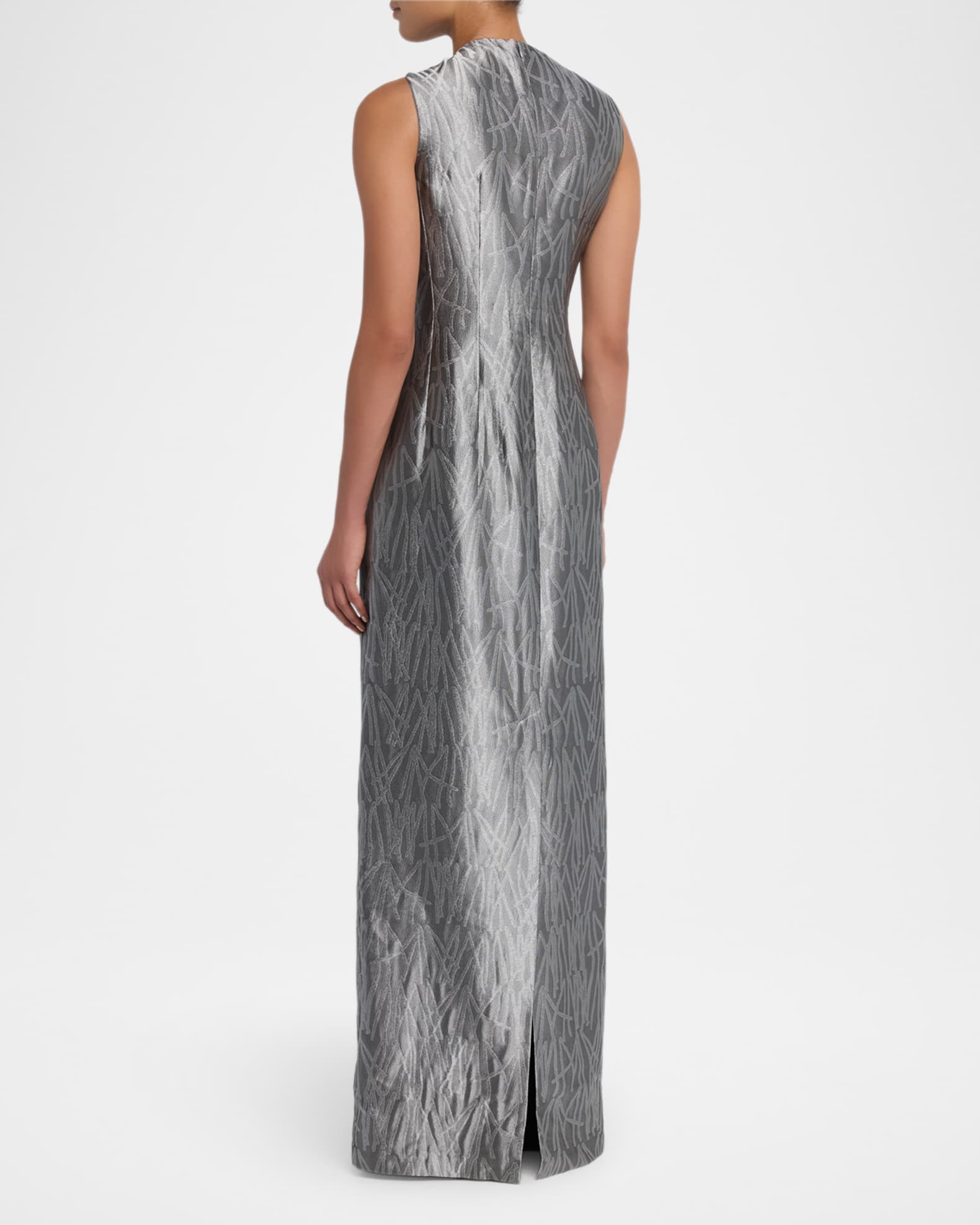 Lafayette 148 New York Sleeveless Metallic Jacquard Column Gown ...